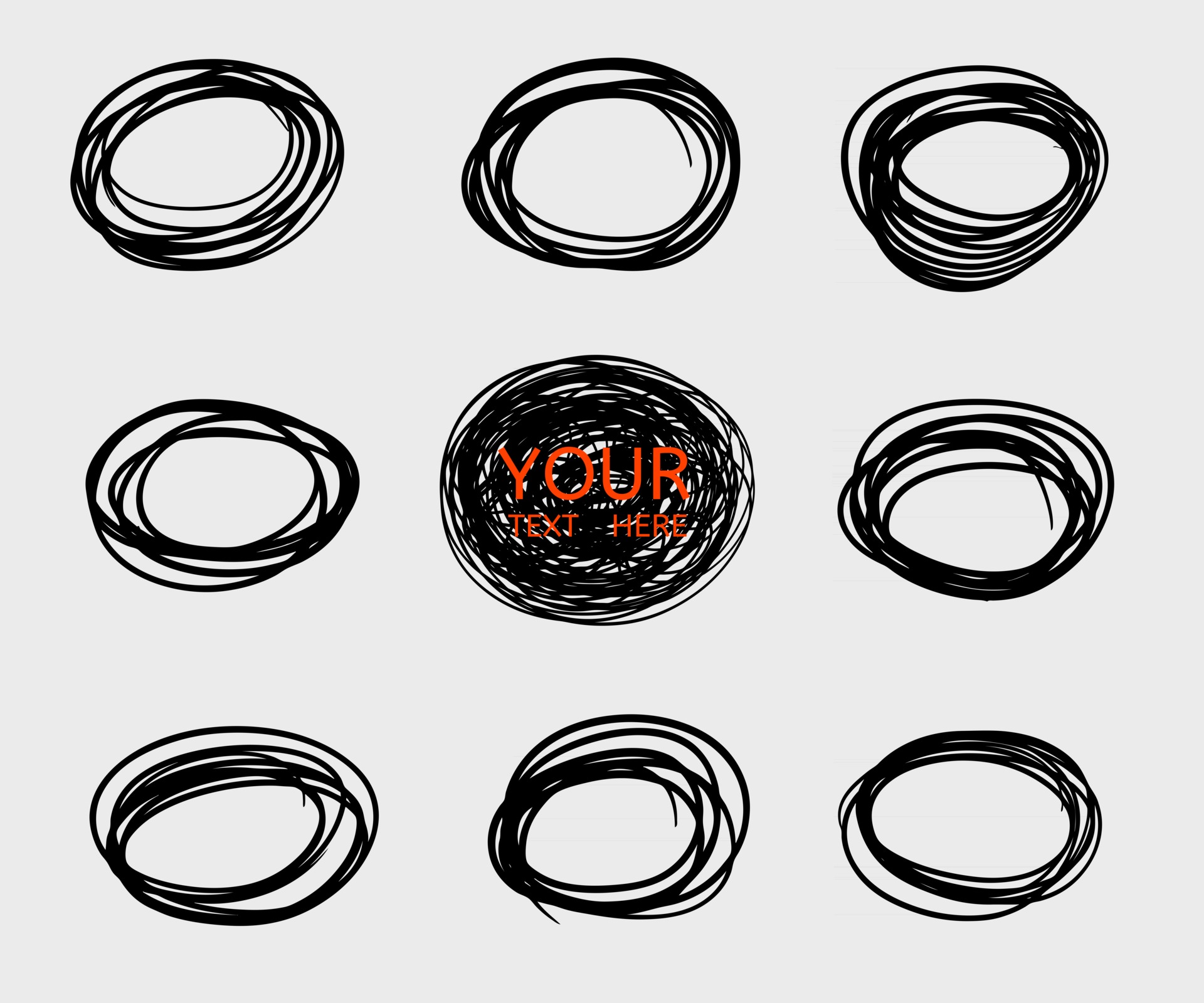 Hand drawn circle line sketch vector set circular scribble doodle round ... Hand drawn circle line sketch vector set circular scribble doodle round ...