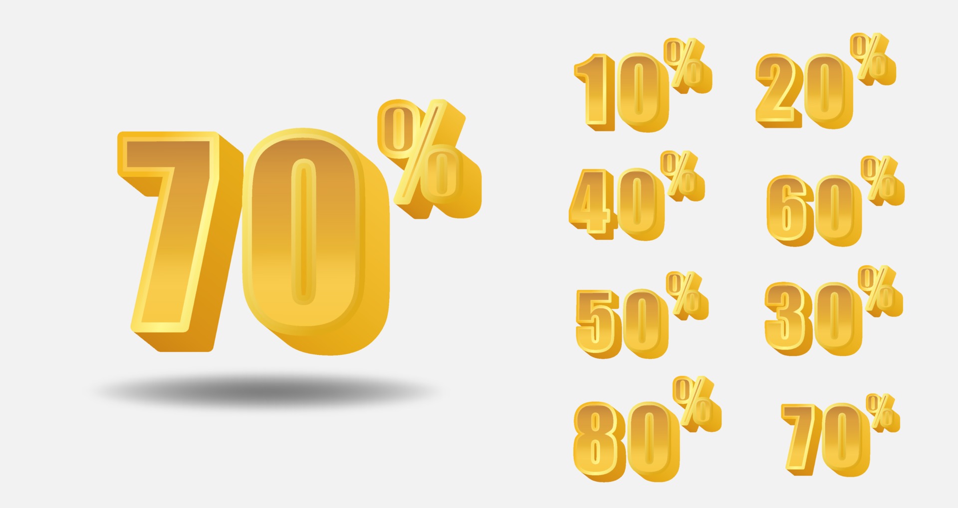 Collection Shiny Gold Discount Number Percent Off Promotion 2410583