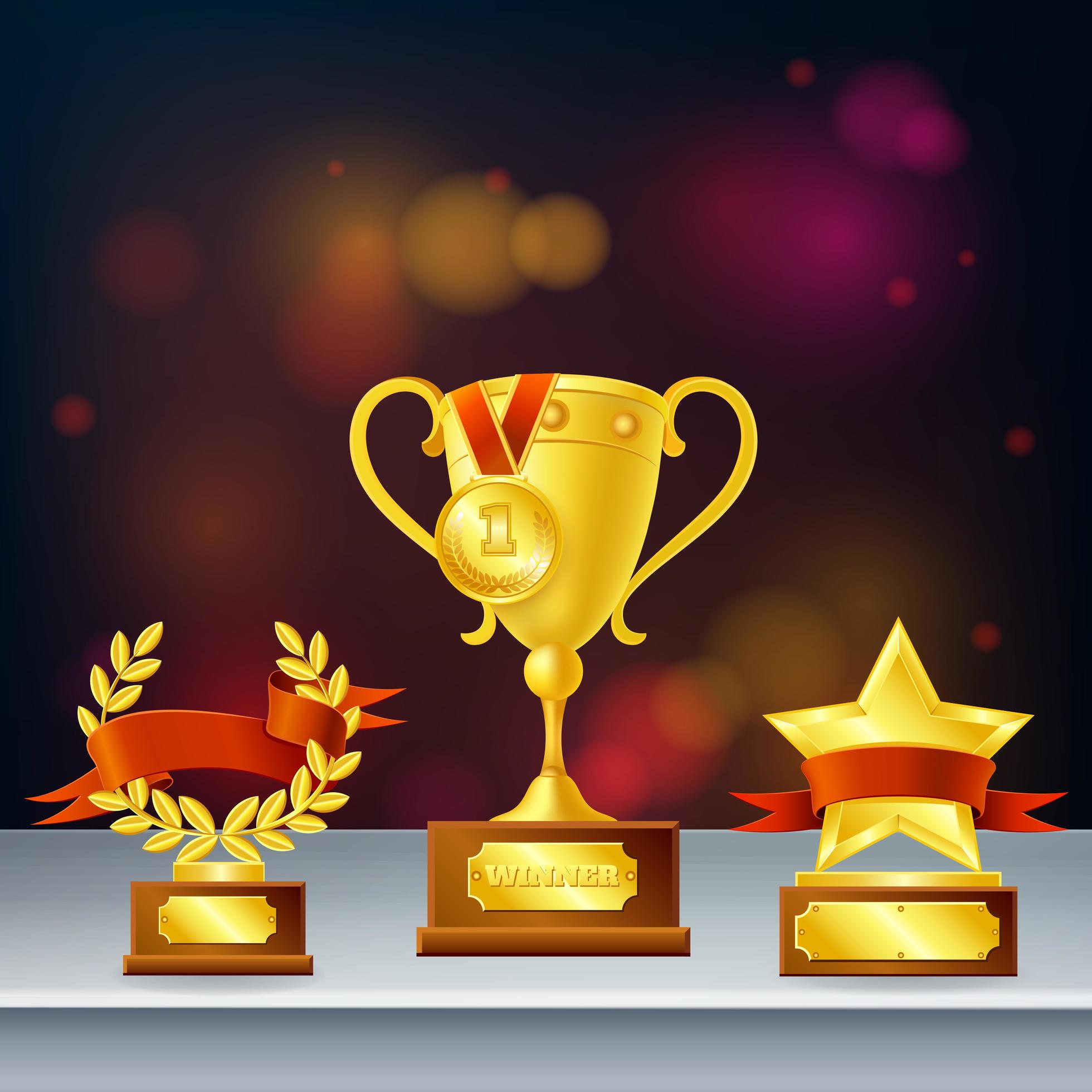 Awards Realistic Composition Vector Illustration 2415202 Vector Art at ...