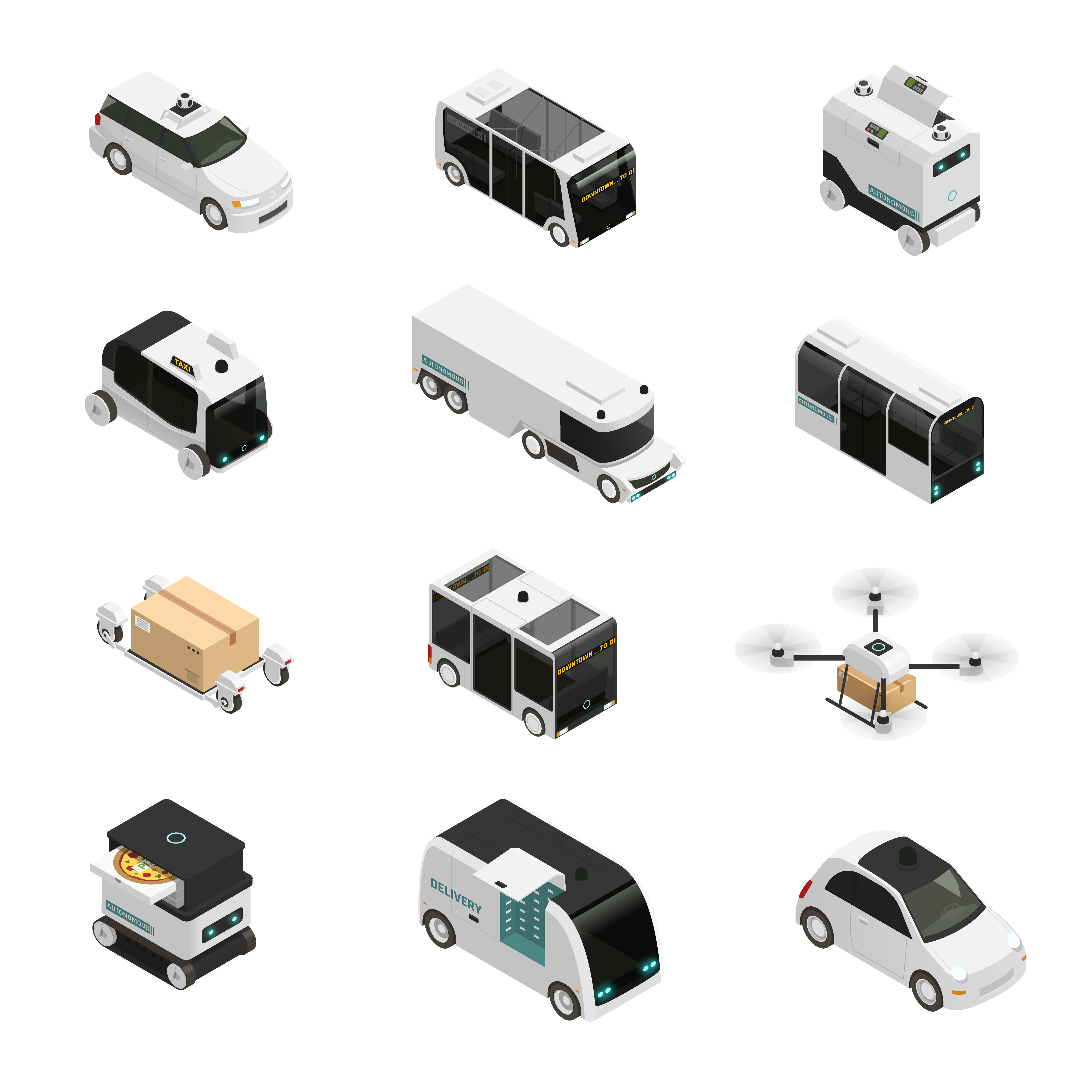 Autonomous Vehicles Isometric Icons Vector Illustration 2415260 Vector ...