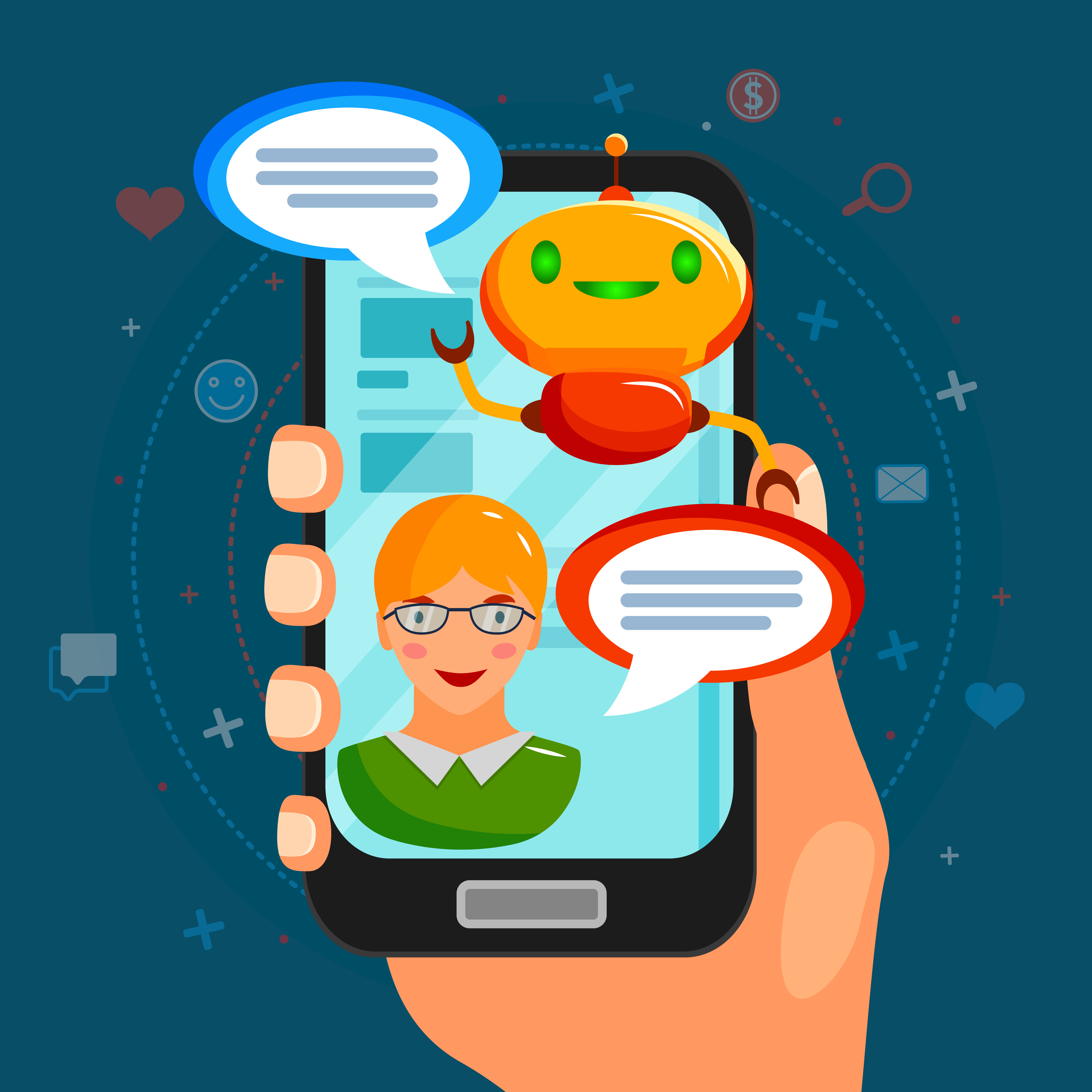 Chat Bot Flat Composition Vector Illustration 2415545 Vector Art At