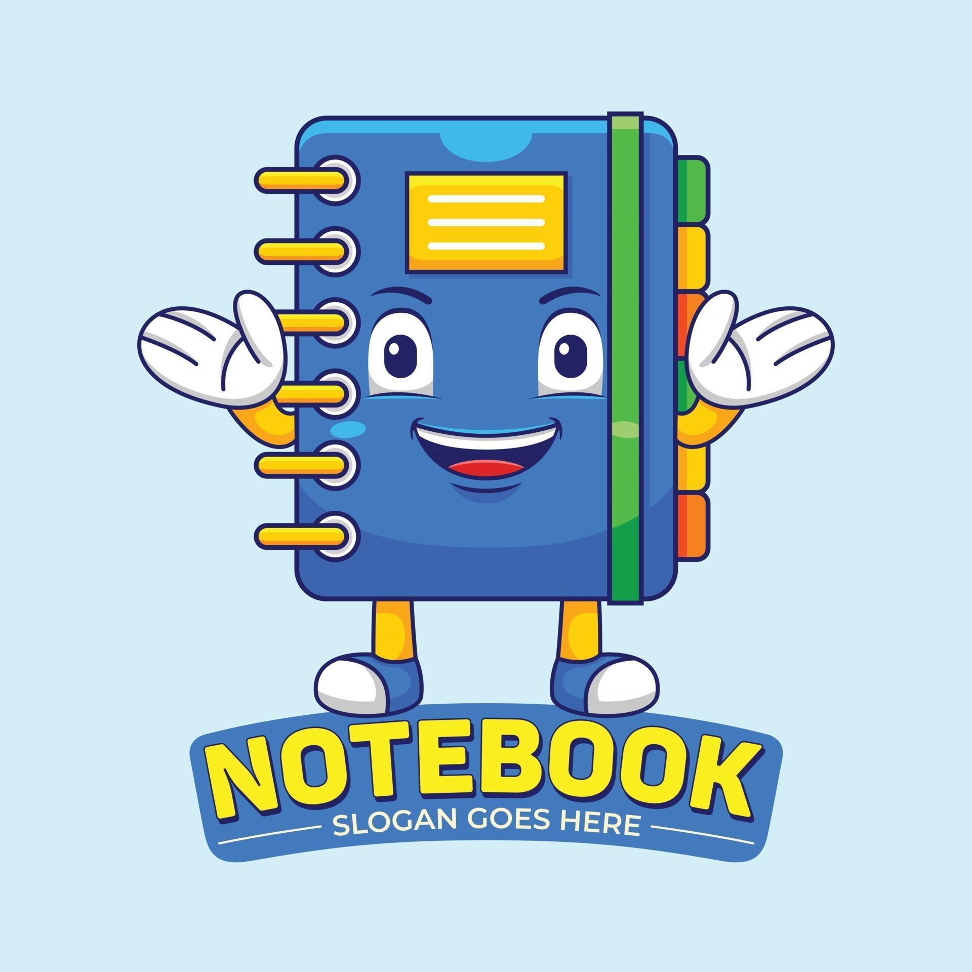 Notebook Mascot Logo Vector in Flat Design Style 2420313 Vector Art at ...