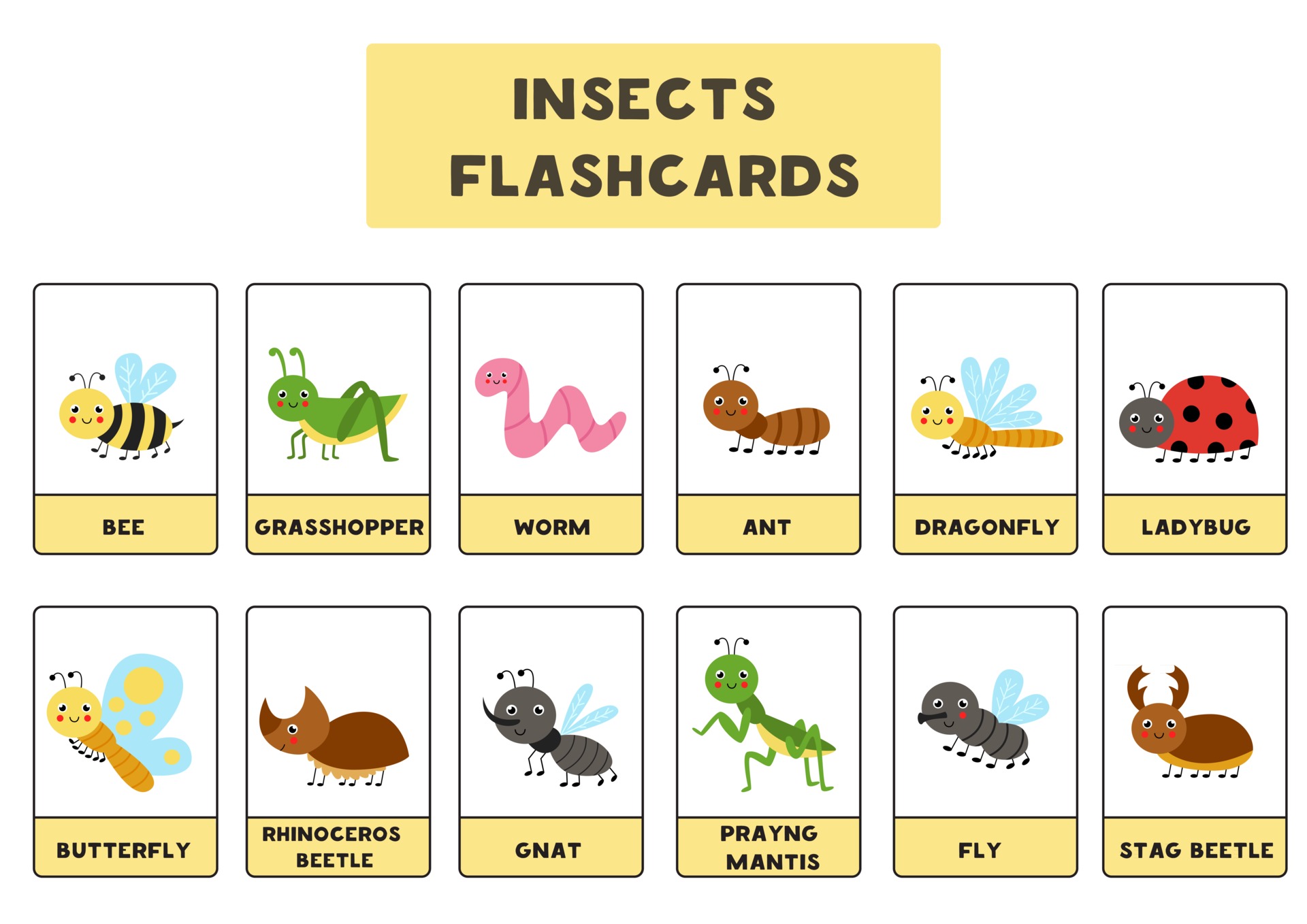 lindos insectos con nombres. tarjetas de memoria flash para niños ... lindos insectos con nombres. tarjetas de memoria flash para niños ...