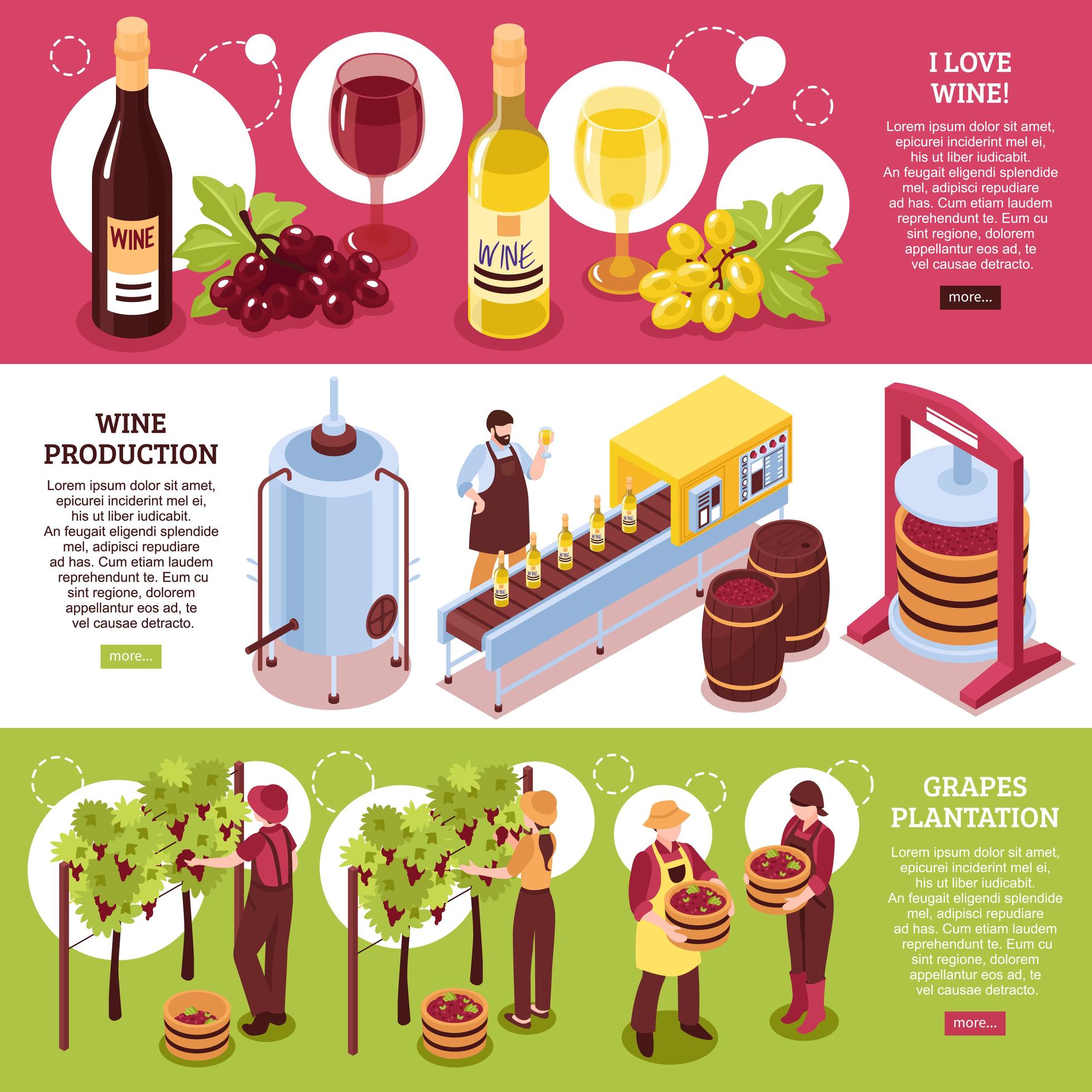 Winery Isometric Horizontal Banners Vector Illustration 2422686 Vector ... Winery Isometric Horizontal Banners Vector Illustration 2422686 Vector ...