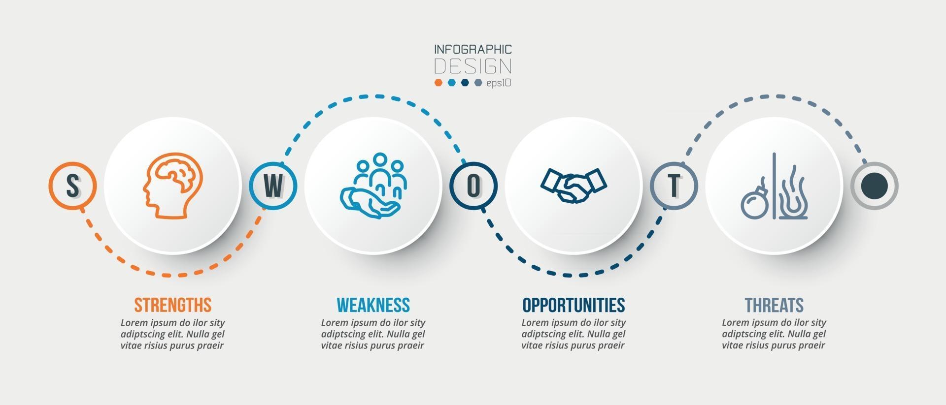 Swot Analysis Business Or Marketing Infographic Template 2423710 Vector Art At Vecteezy