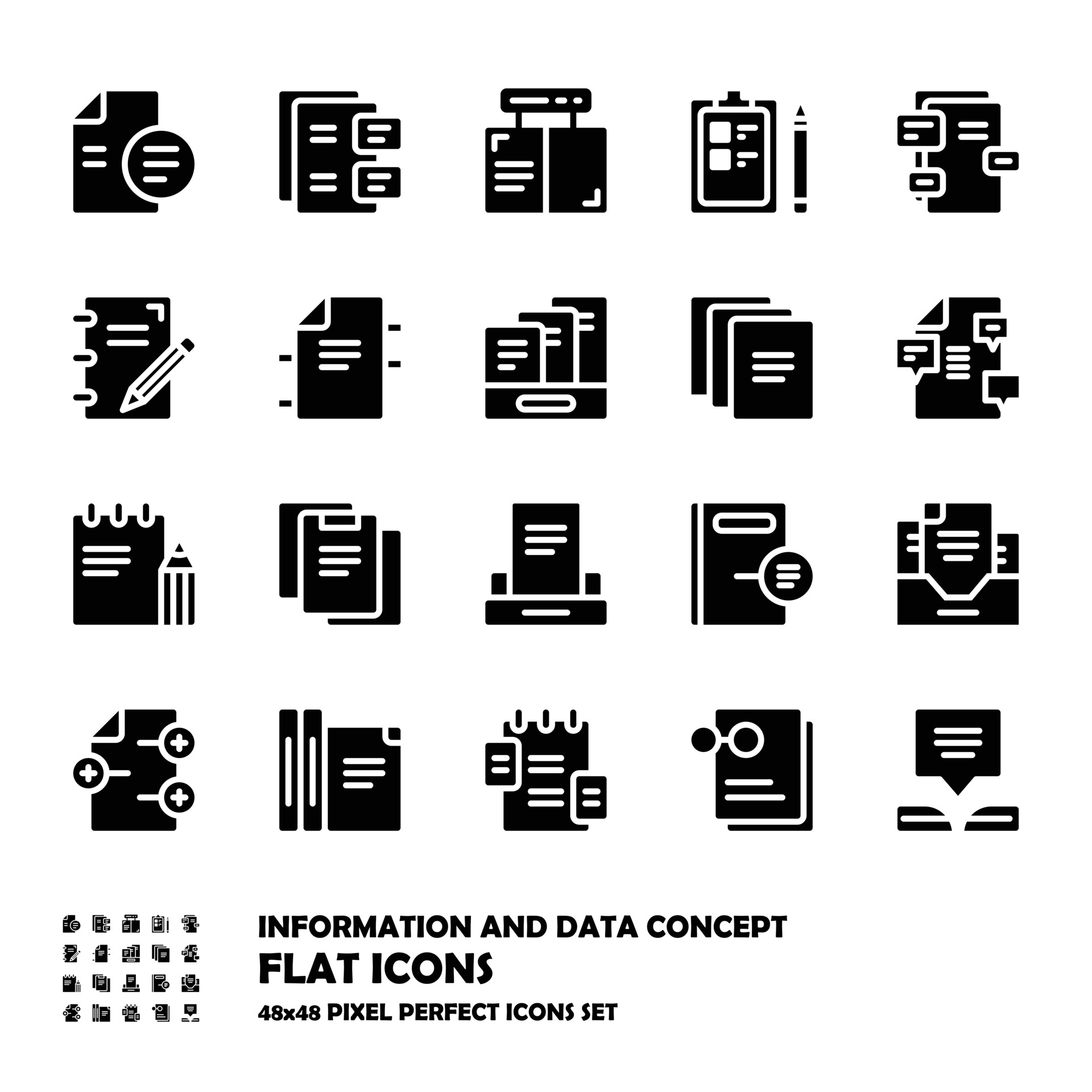 Standard set of Information and data flat icons 2423957 Vector Art at ...