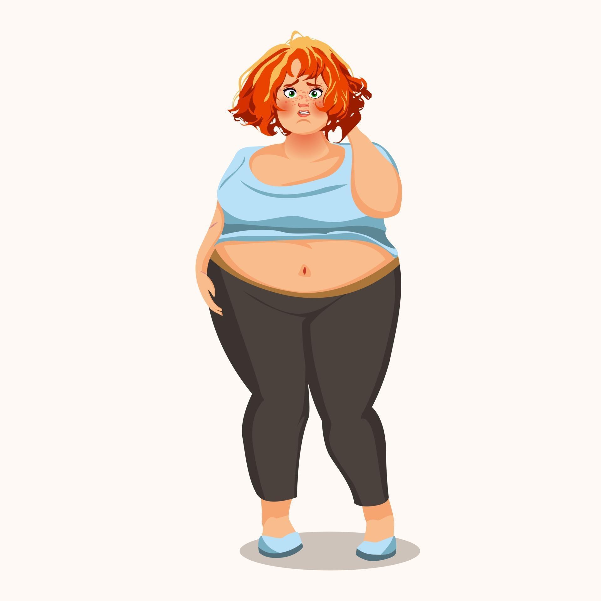 Overweight Girl Vector Character 2424305 Vector Art At Vecteezy