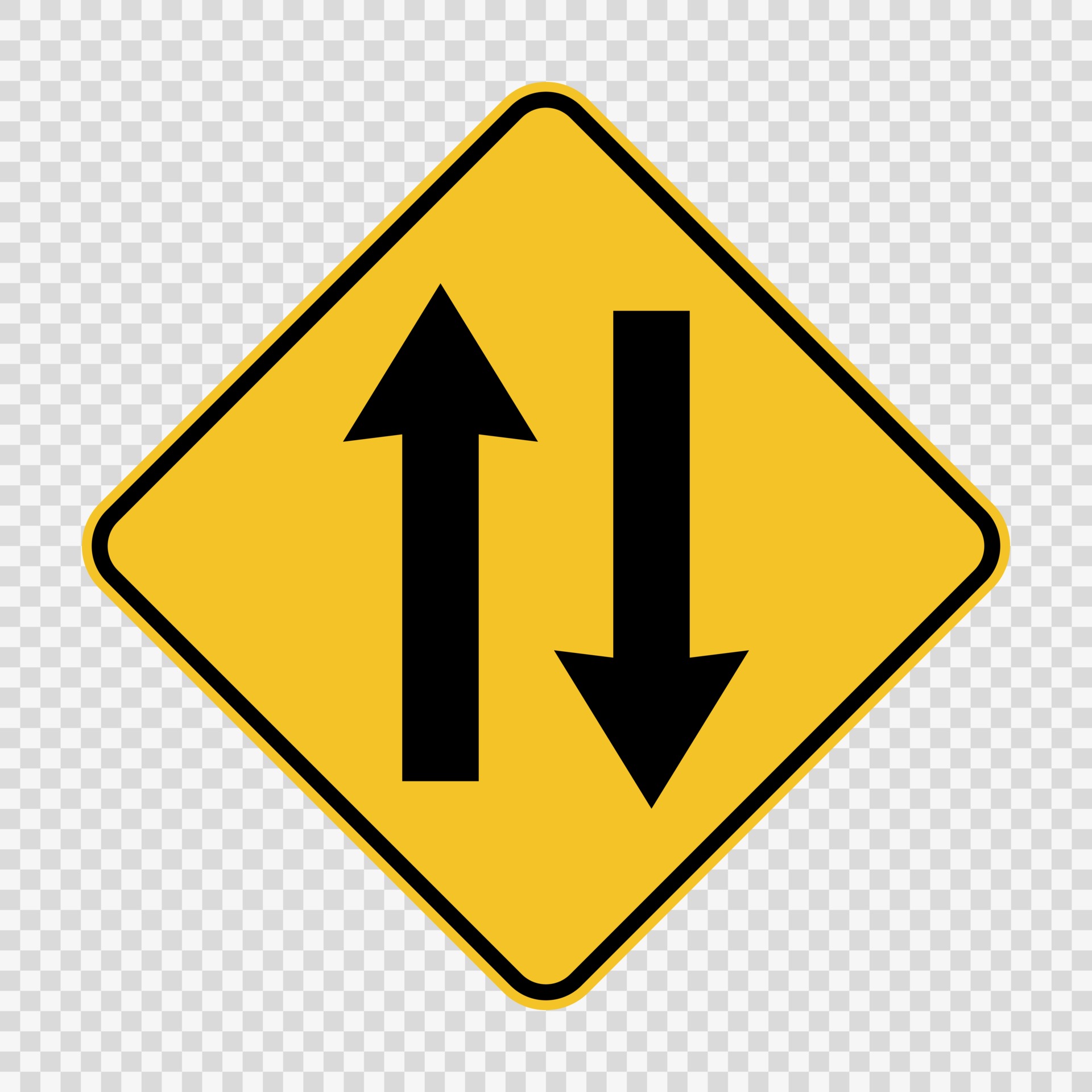 Two way traffic ahead sign 2426564 Vector Art at Vecteezy