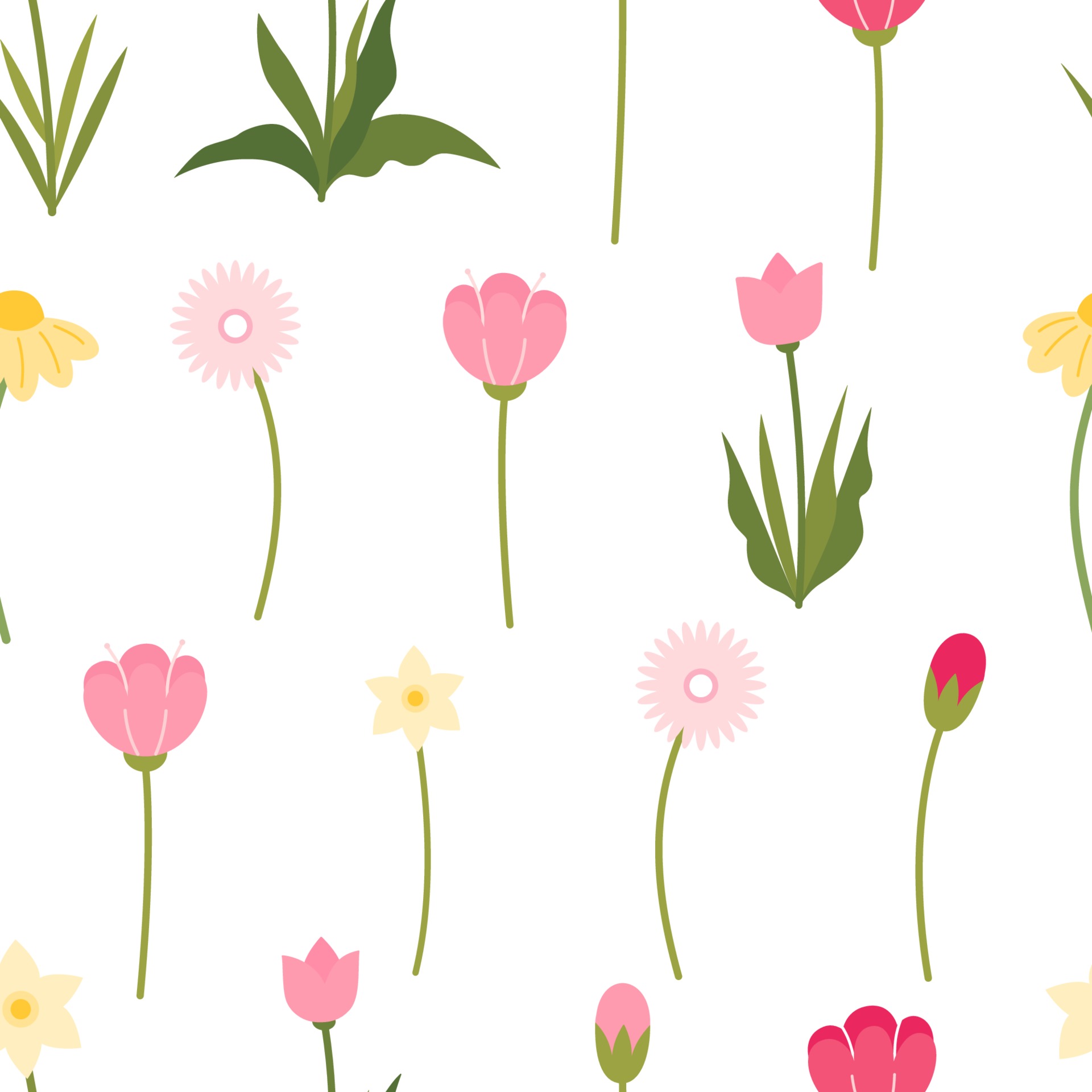Spring Flowers Seamless Repeat Vector Pattern 2431918 Vector Art At