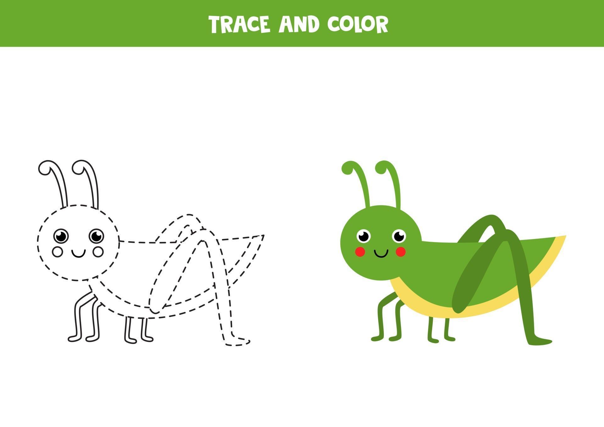 Trace and color cute green grasshopper Worksheet for kids 2431965 ... Trace and color cute green grasshopper Worksheet for kids 2431965 ...