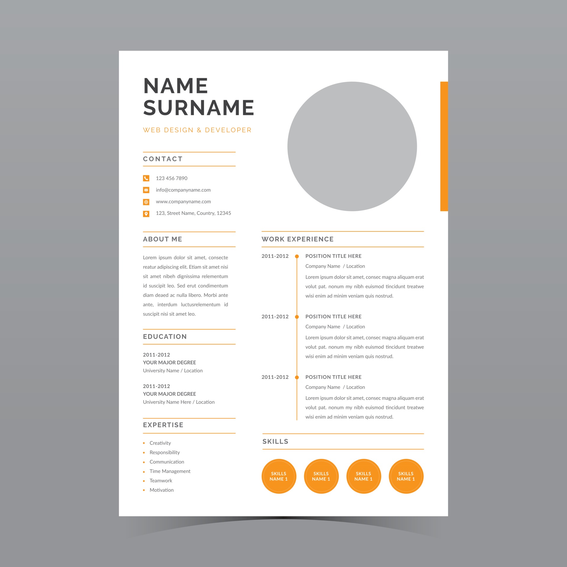 Resume Template Design 2432379 Vector Art at Vecteezy