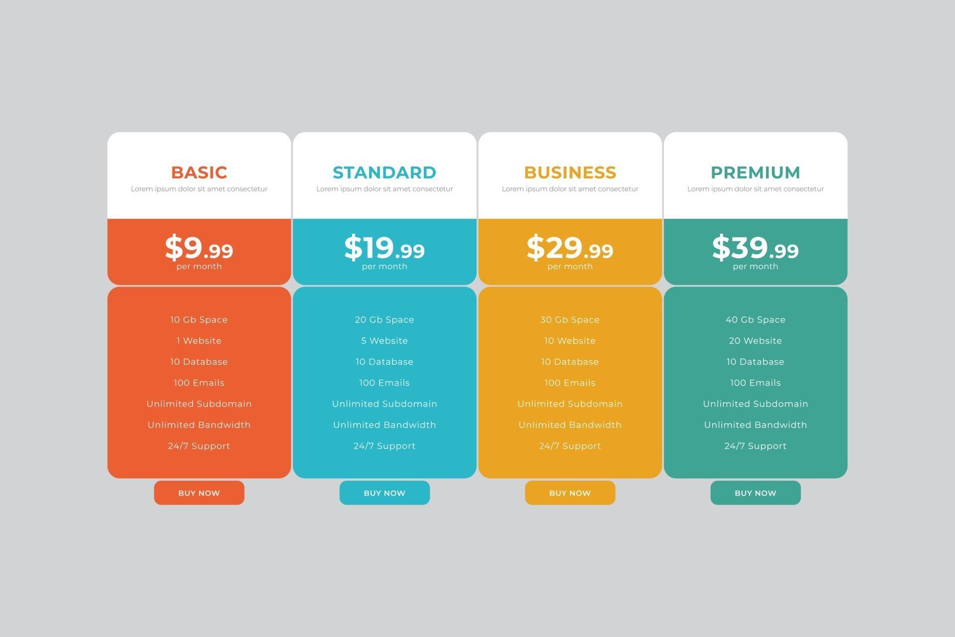 Pricing Table Vector Design 2432439 Vector Art at Vecteezy