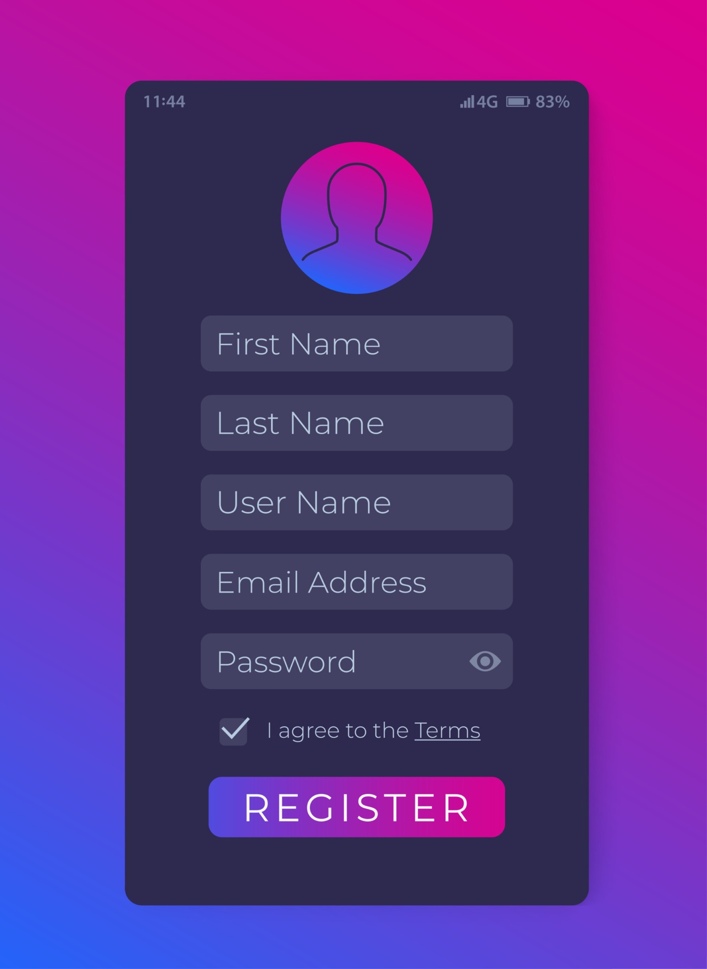 Register form for mobile ui vector design 2443286 Vector Art at Vecteezy
