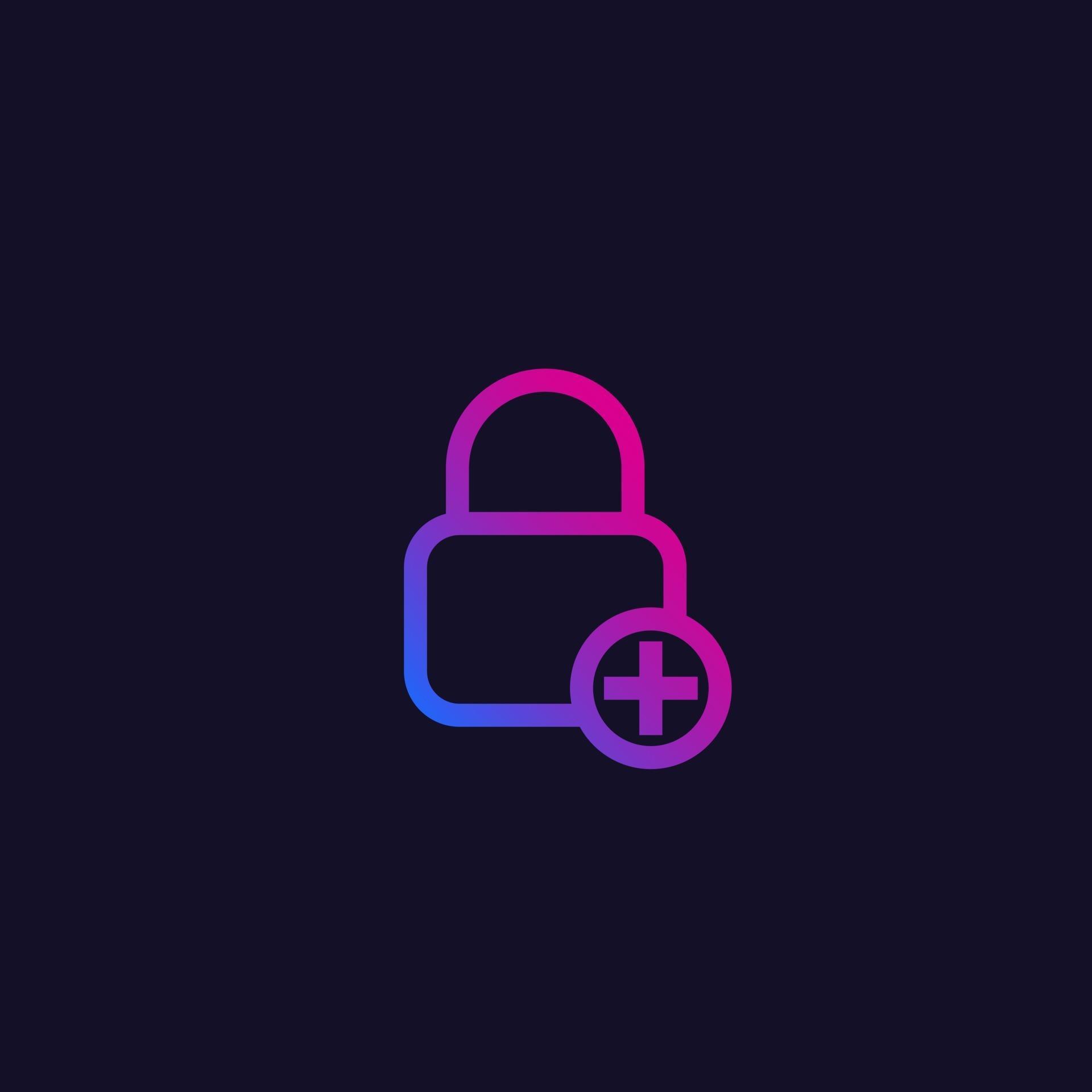 Lock with add sign and extra security vector icon 2443319 Vector Art at ...