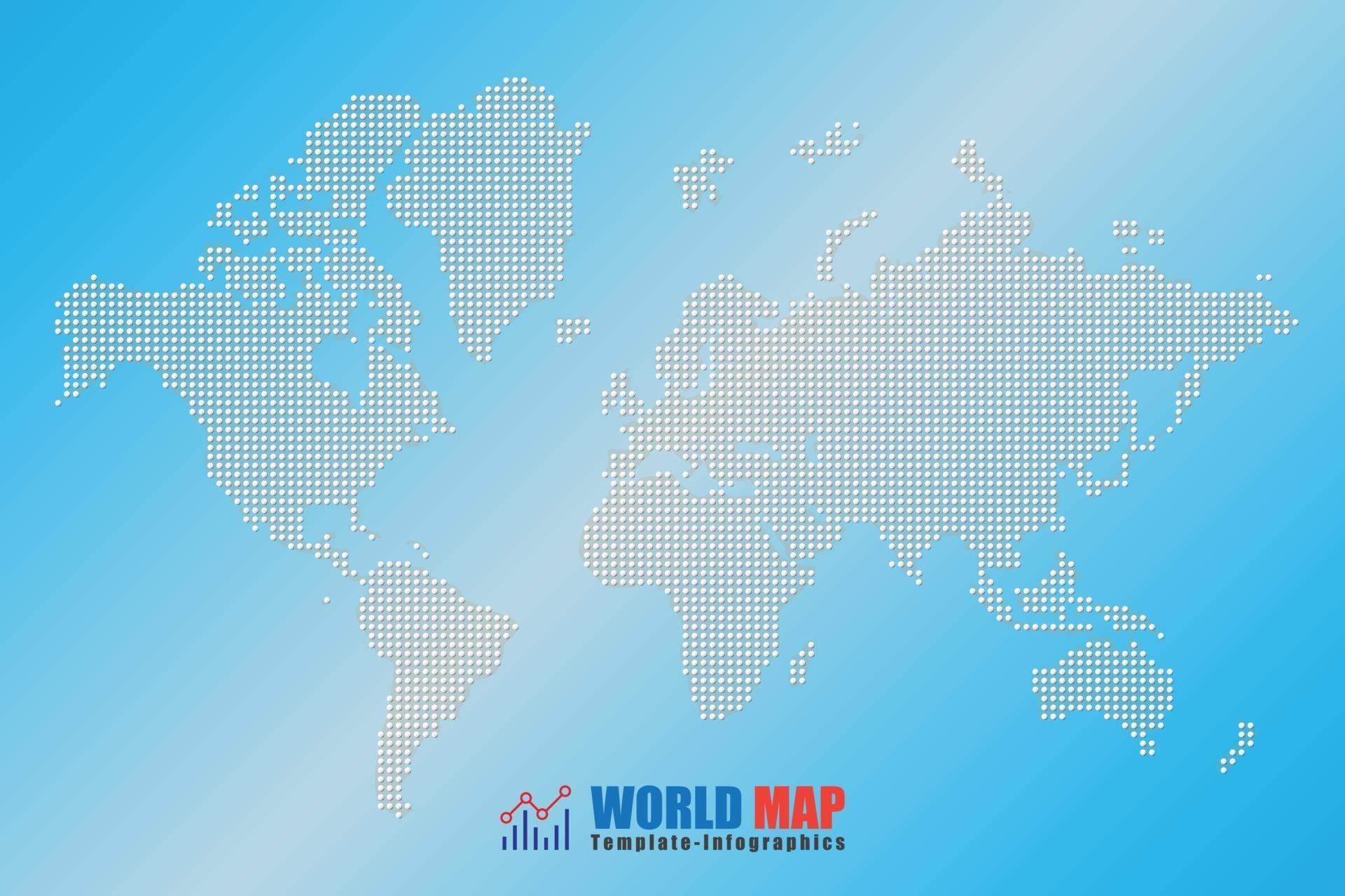 Design Template Abstract Computer Graphic World Map Of White Round Dots Vector Illustration