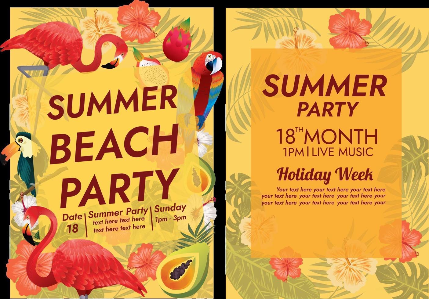 Summer Party On The Beach Poster Tropical Party Poster 2444586 Vector