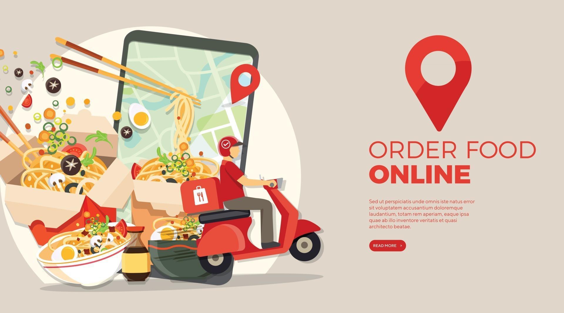 Food delivery service Fast food delivery Scooter delivery service Vector illustration 2450691 ...