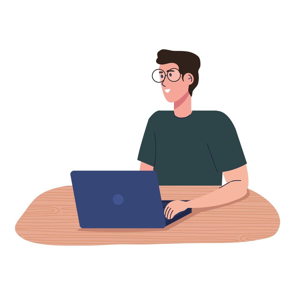 man using laptop 2454410 Vector Art at Vecteezy