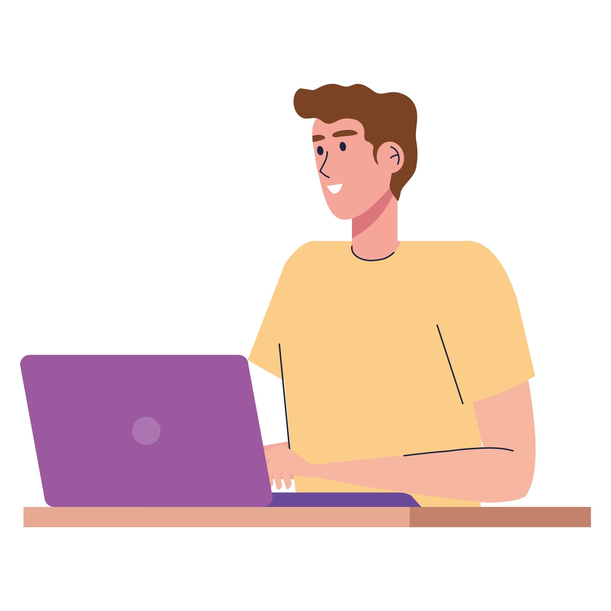 young man using laptop technology 2454902 Vector Art at Vecteezy