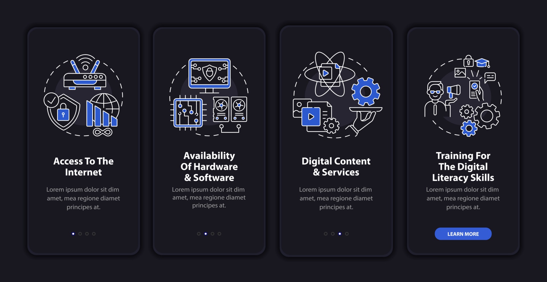 Digital Inclusion Components Onboarding Mobile App Page Screen With Concepts 2458984 Vector Art