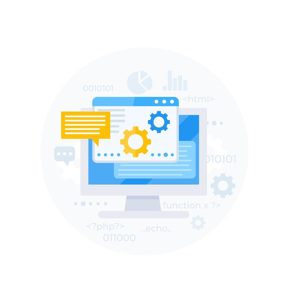 coding and software development or programming and IT consulting vector ...