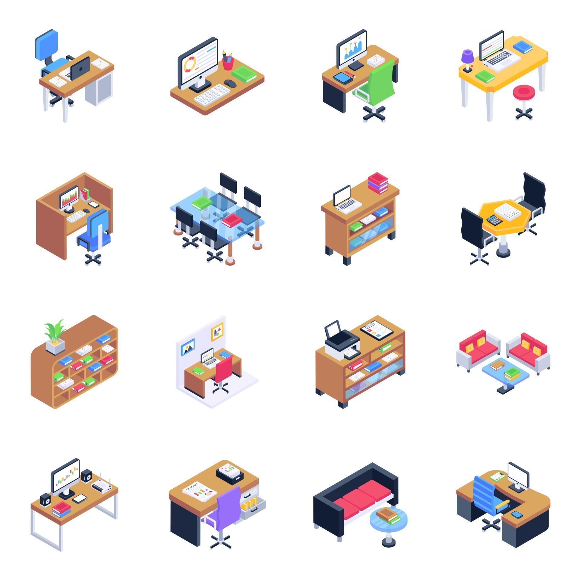 Pack of Workspace 2461702 Vector Art at Vecteezy