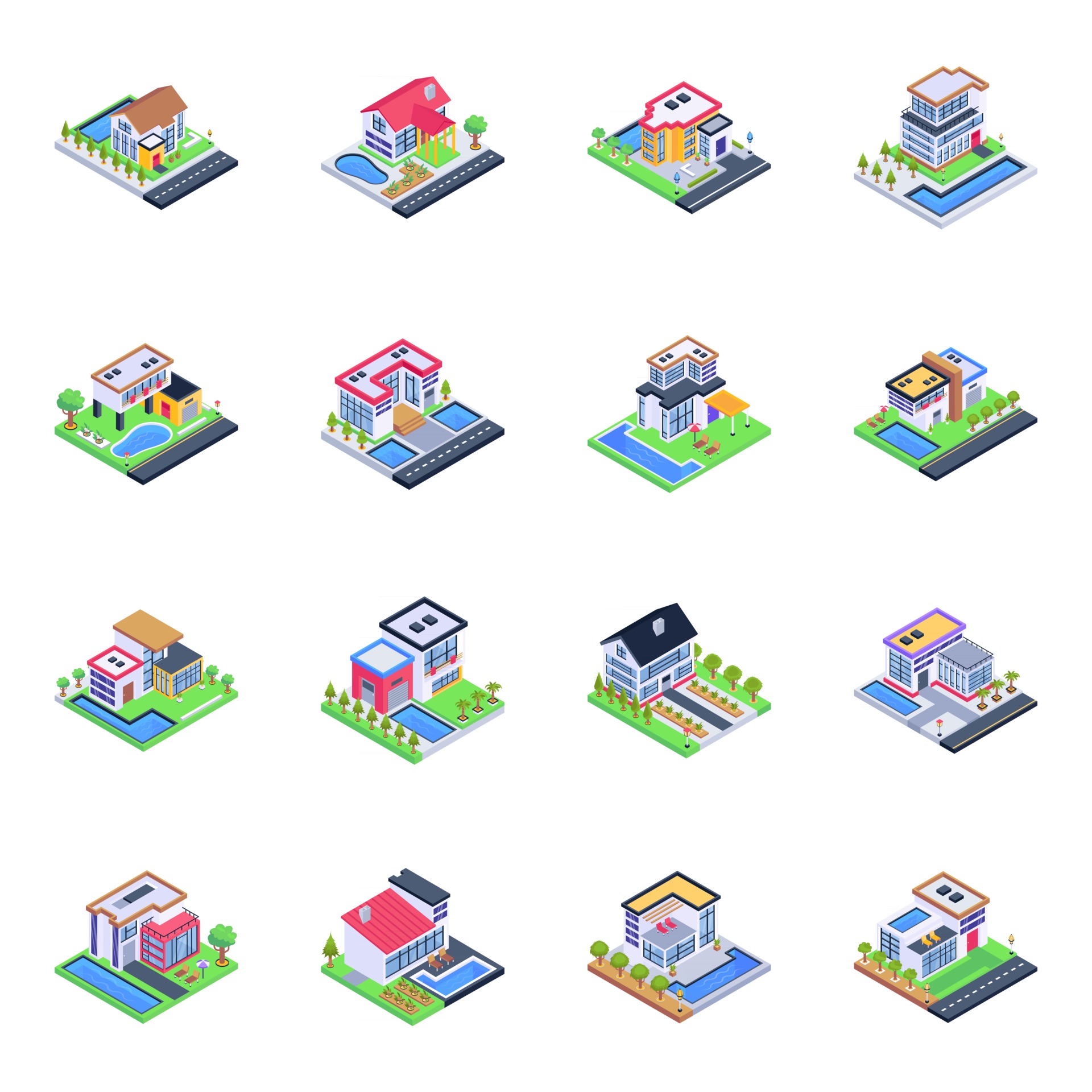 Pack of Home Buildings 2461731 Vector Art at Vecteezy
