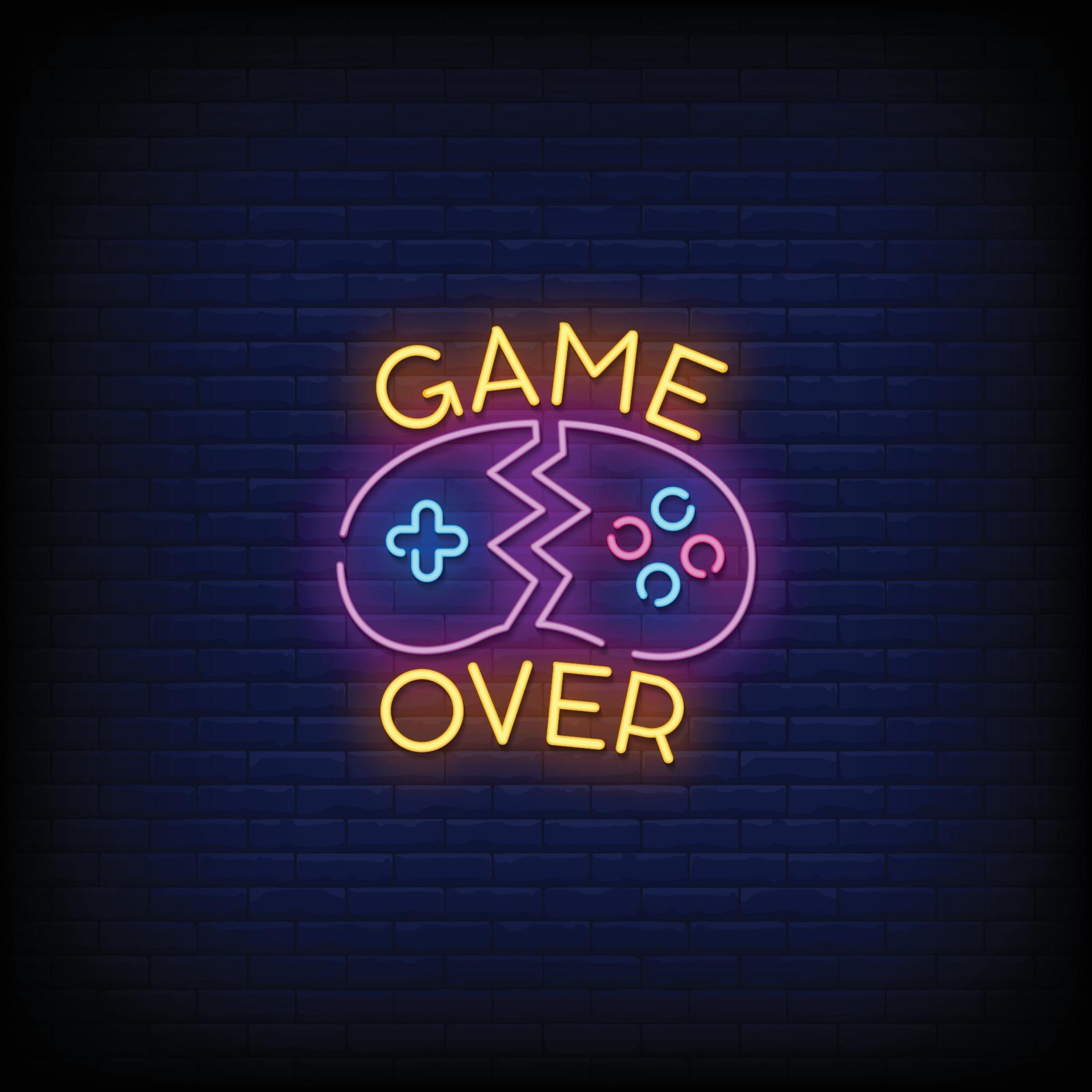 Game Over Neon Signs Style Text Vector 2462386 Vector Art At Vecteezy