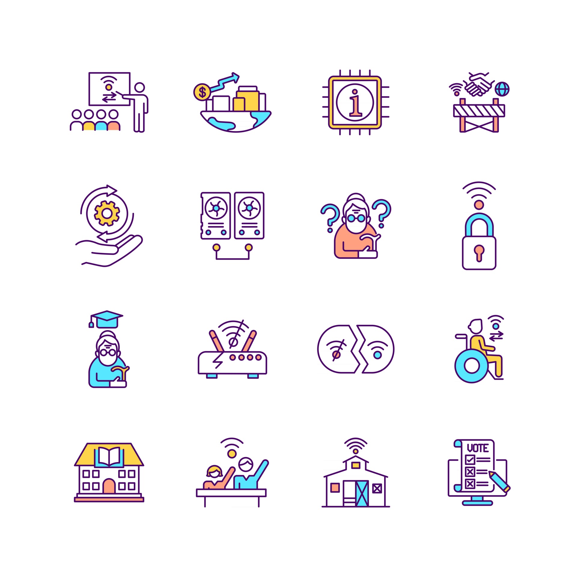 Digital inclusion RGB color icons set 2463951 Vector Art at Vecteezy