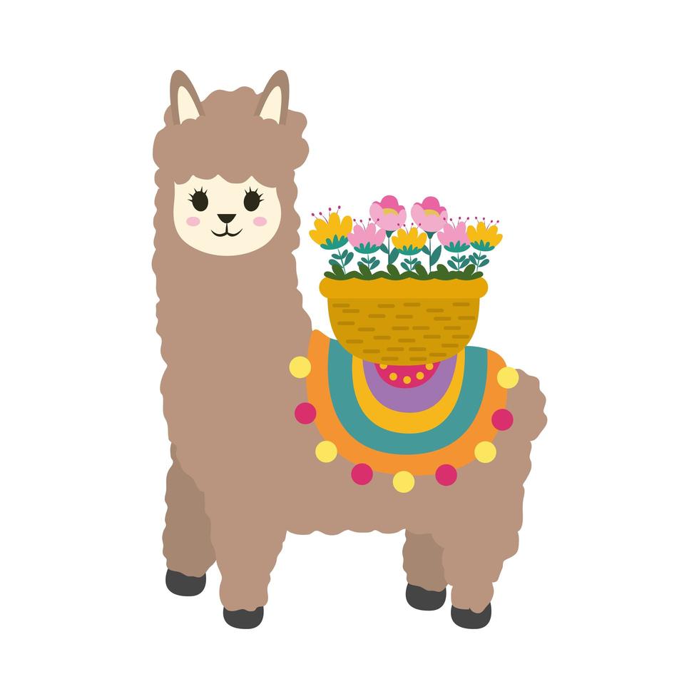 llama basket flowers 2466164 Vector Art at Vecteezy