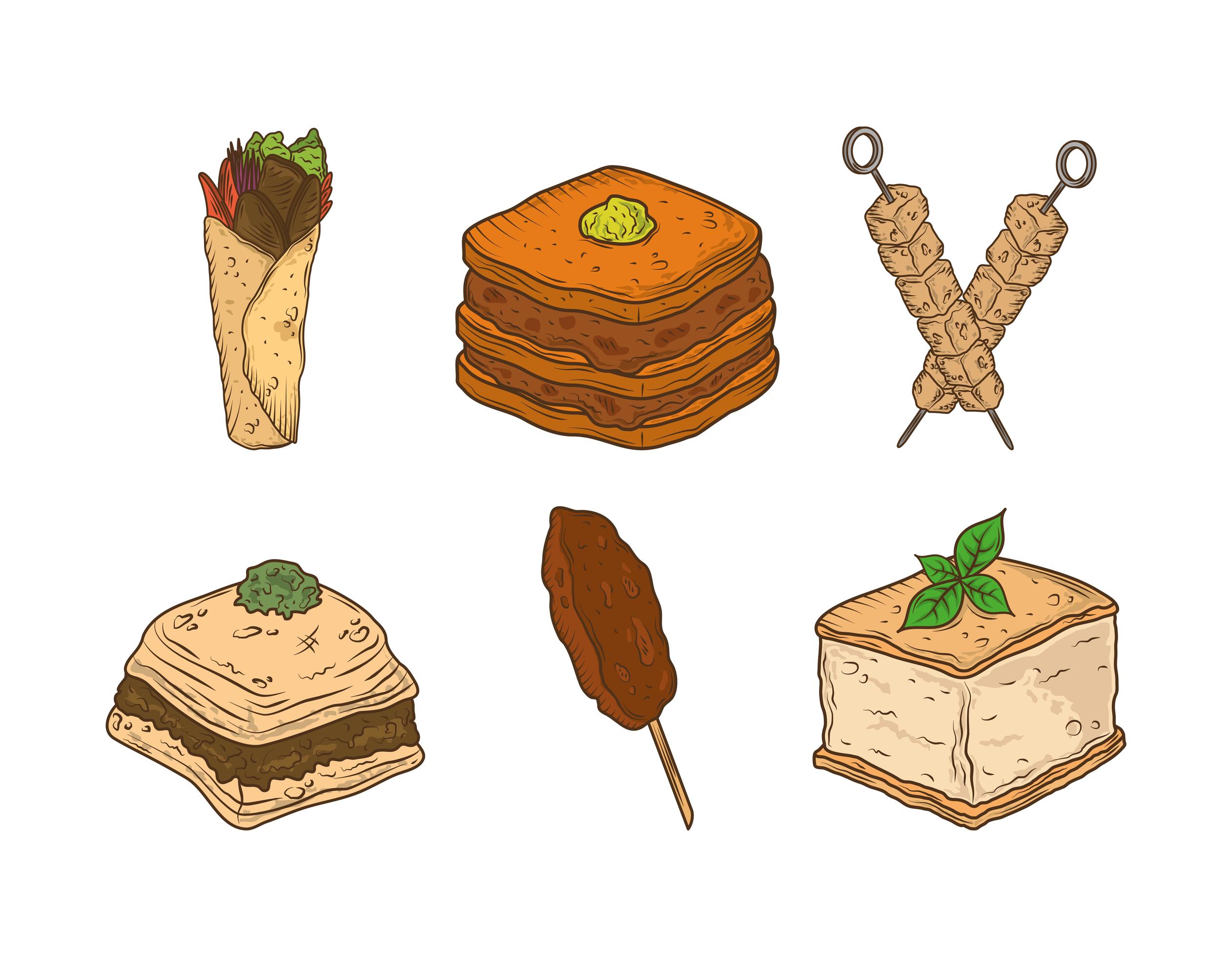 arabic food set 2466453 Vector Art at Vecteezy