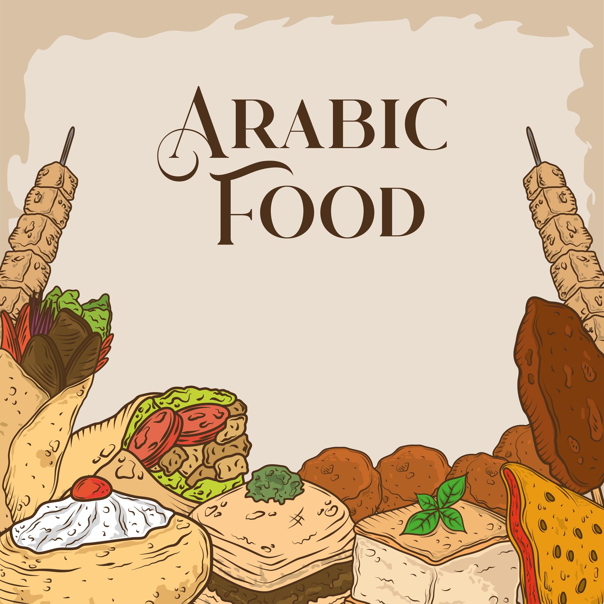 arabic food authentic 2466484 Vector Art at Vecteezy