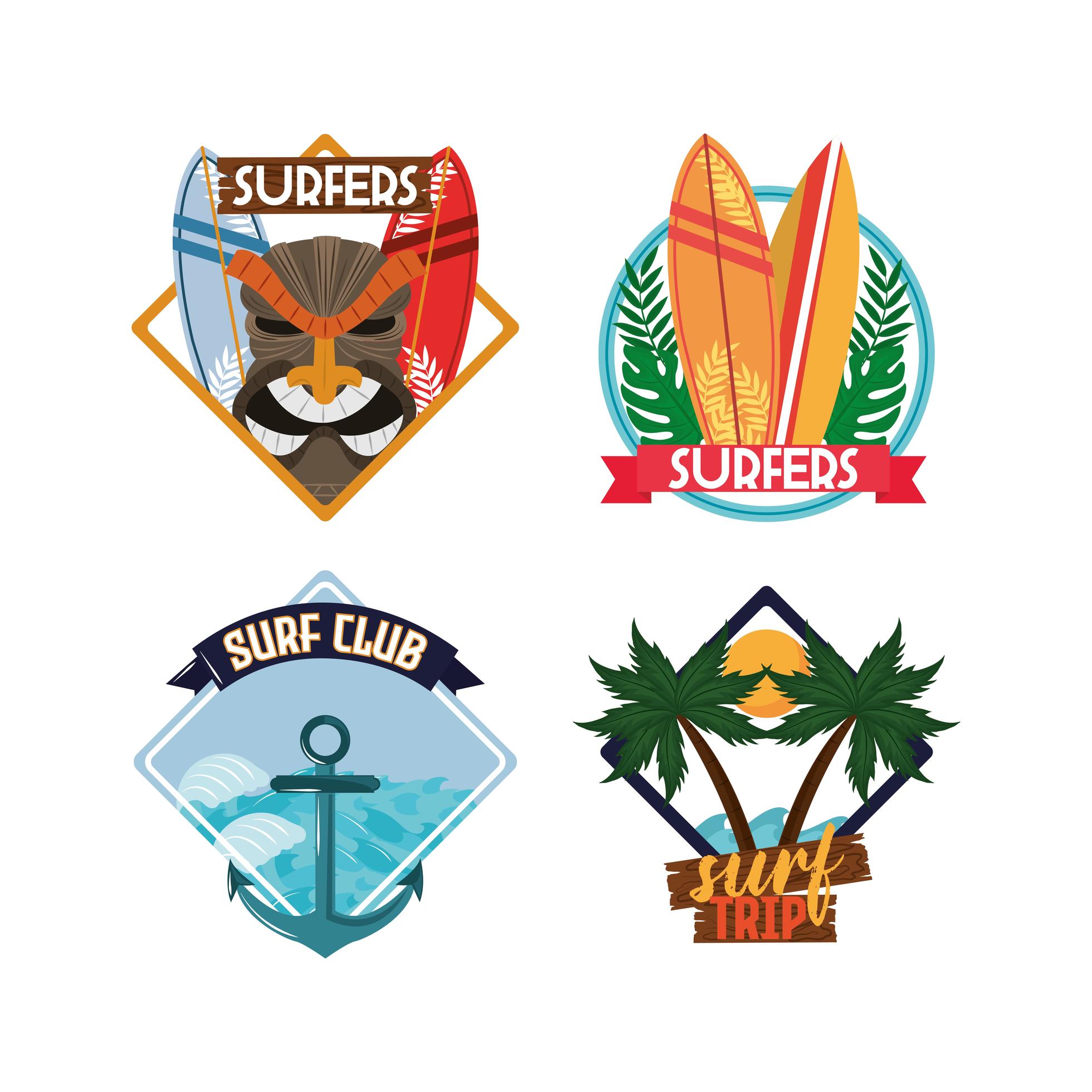 surfing patch set 2466593 Vector Art at Vecteezy