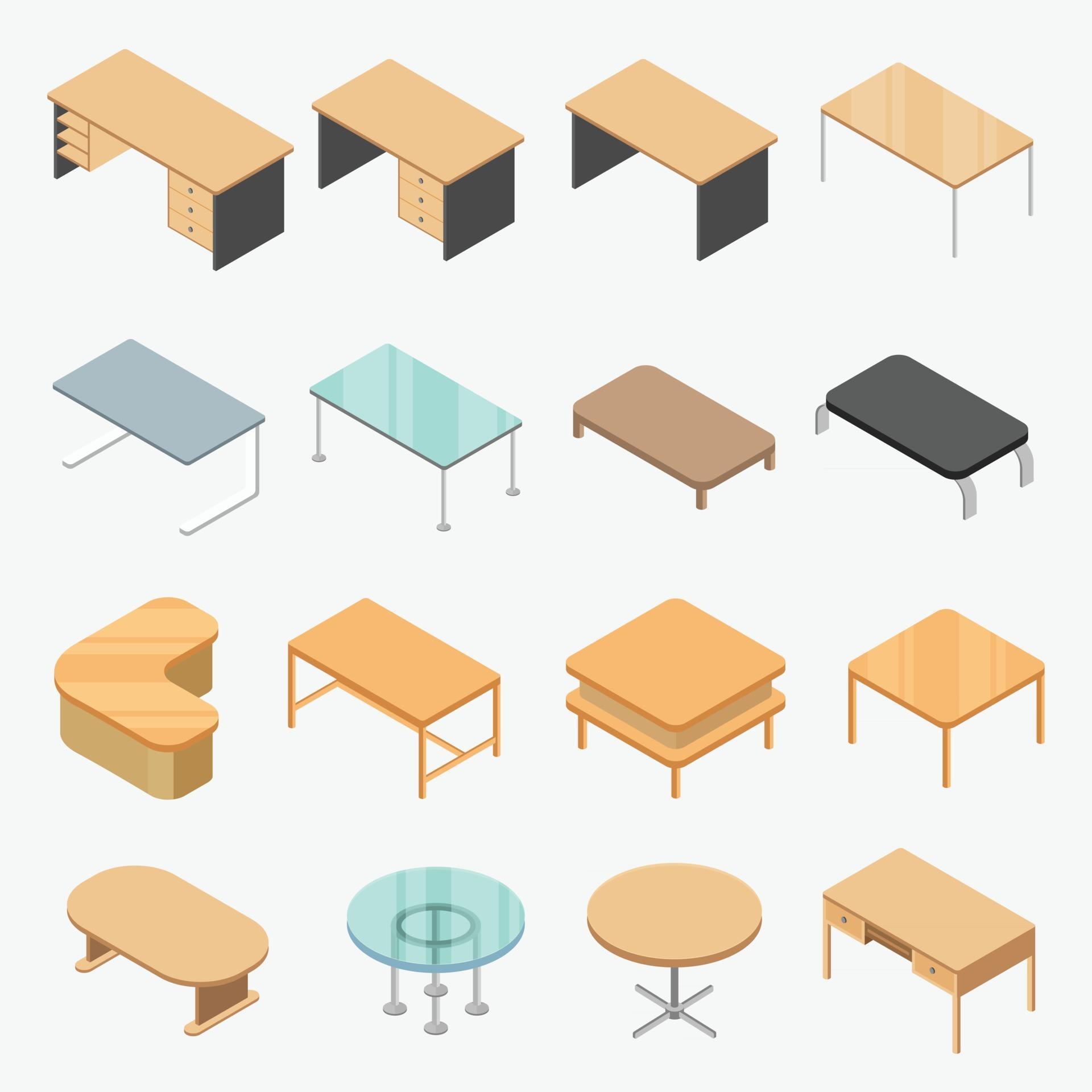 Vector set tables isometric object 2466948 Vector Art at Vecteezy