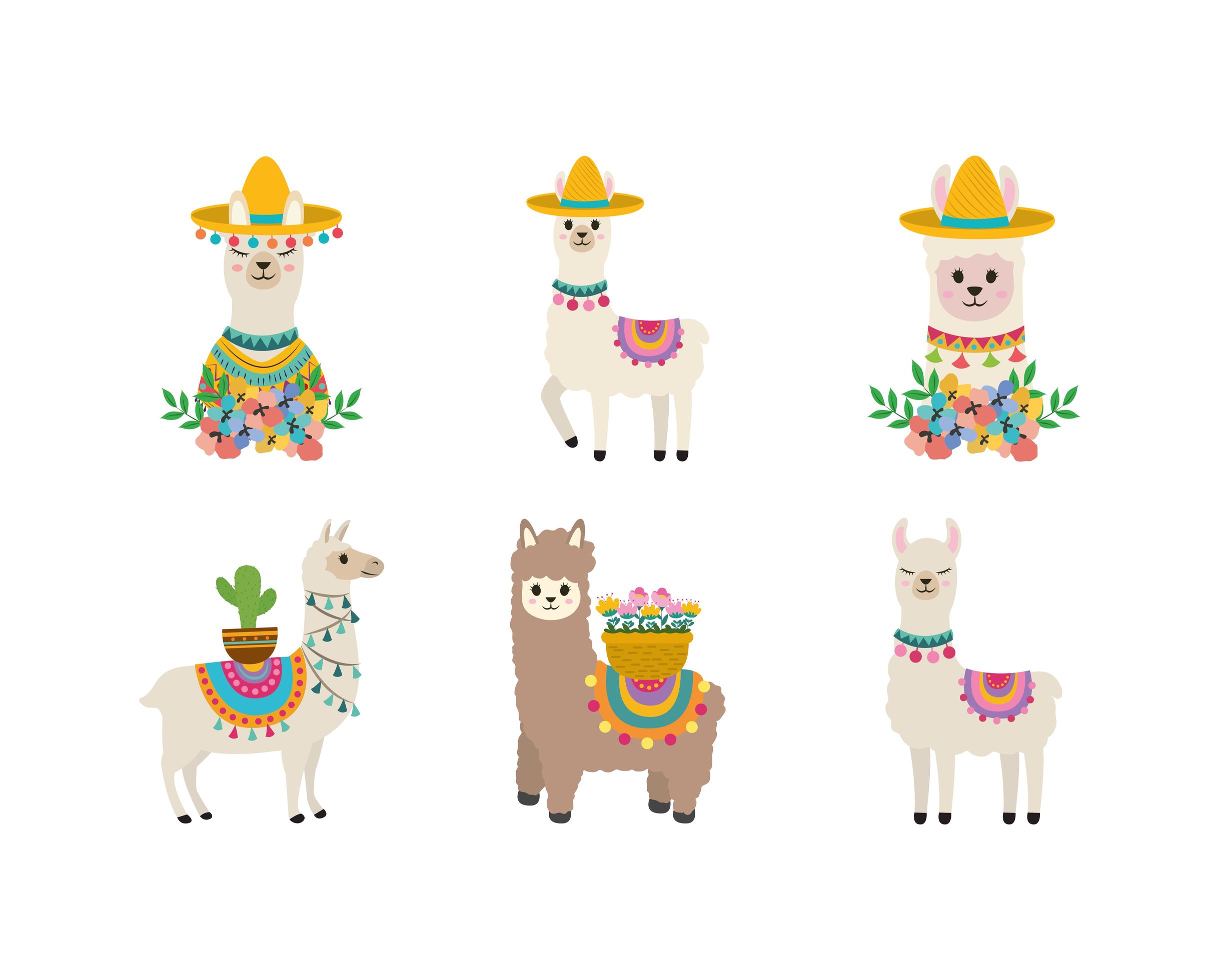 Set Funny Llama 2468424 Vector Art At Vecteezy