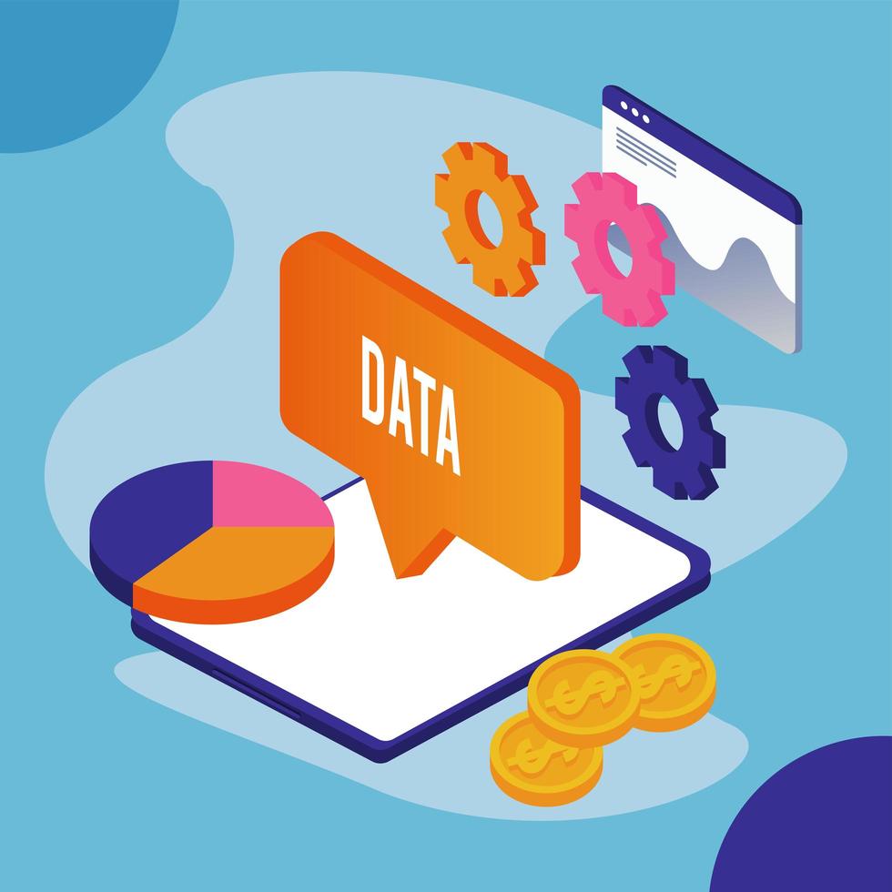 data analysis technology with tablet and statistics pie 2468878 Vector ...