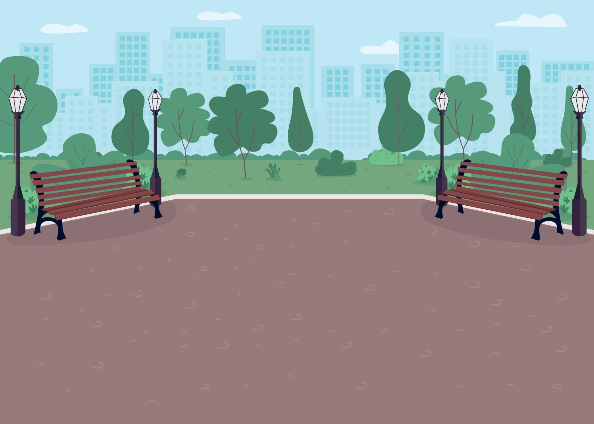 Park plaza flat color vector illustration 2473567 Vector Art at Vecteezy