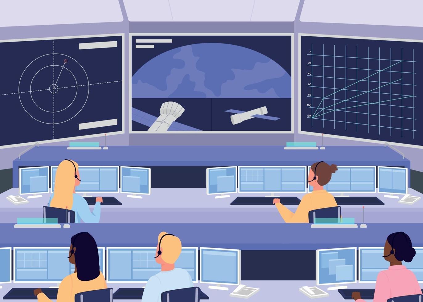 Mission control center flat color vector illustration 2473593 Vector ... Mission control center flat color vector illustration 2473593 Vector ...