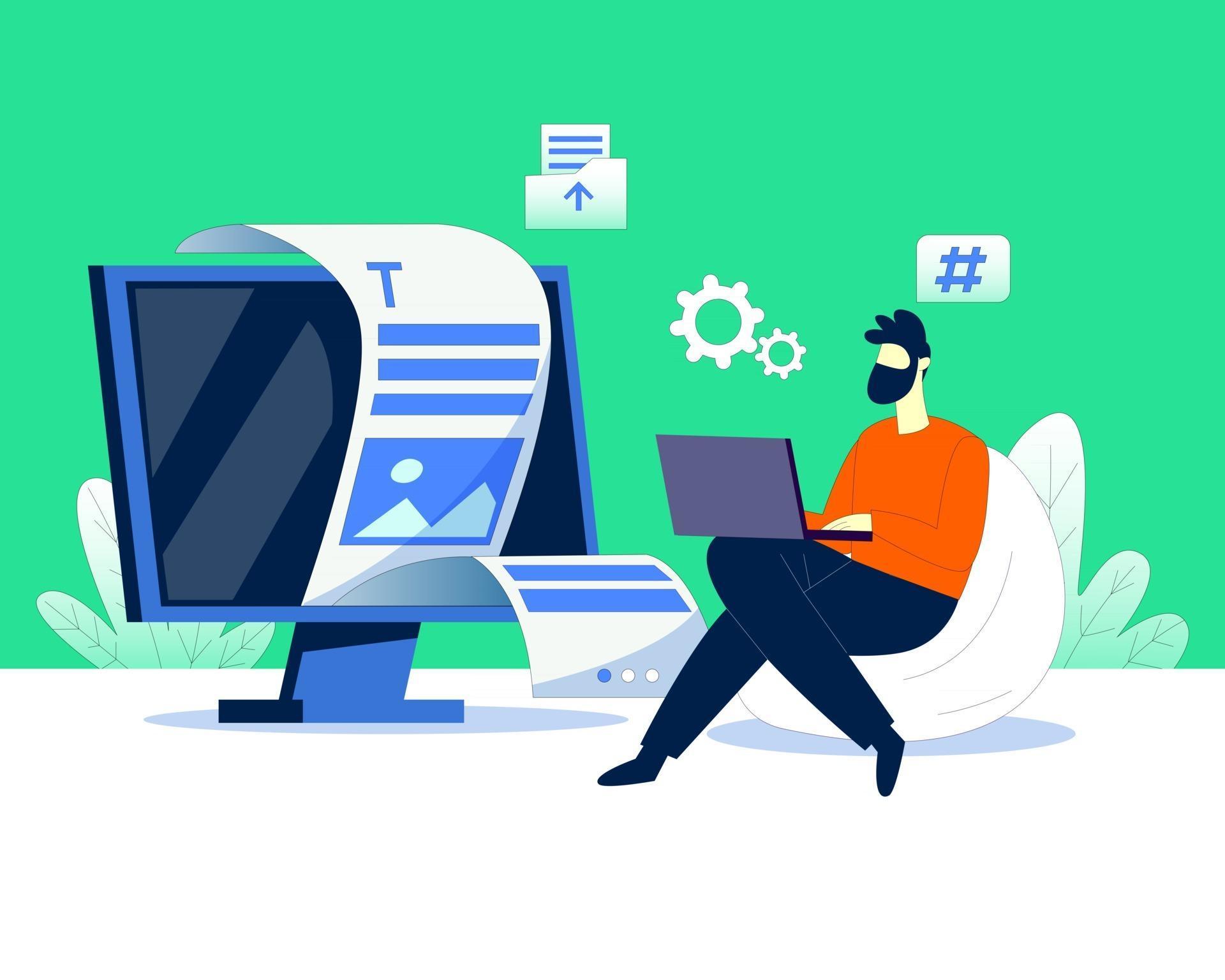 A man writing website code illustration concept vector 2474073 Vector ...