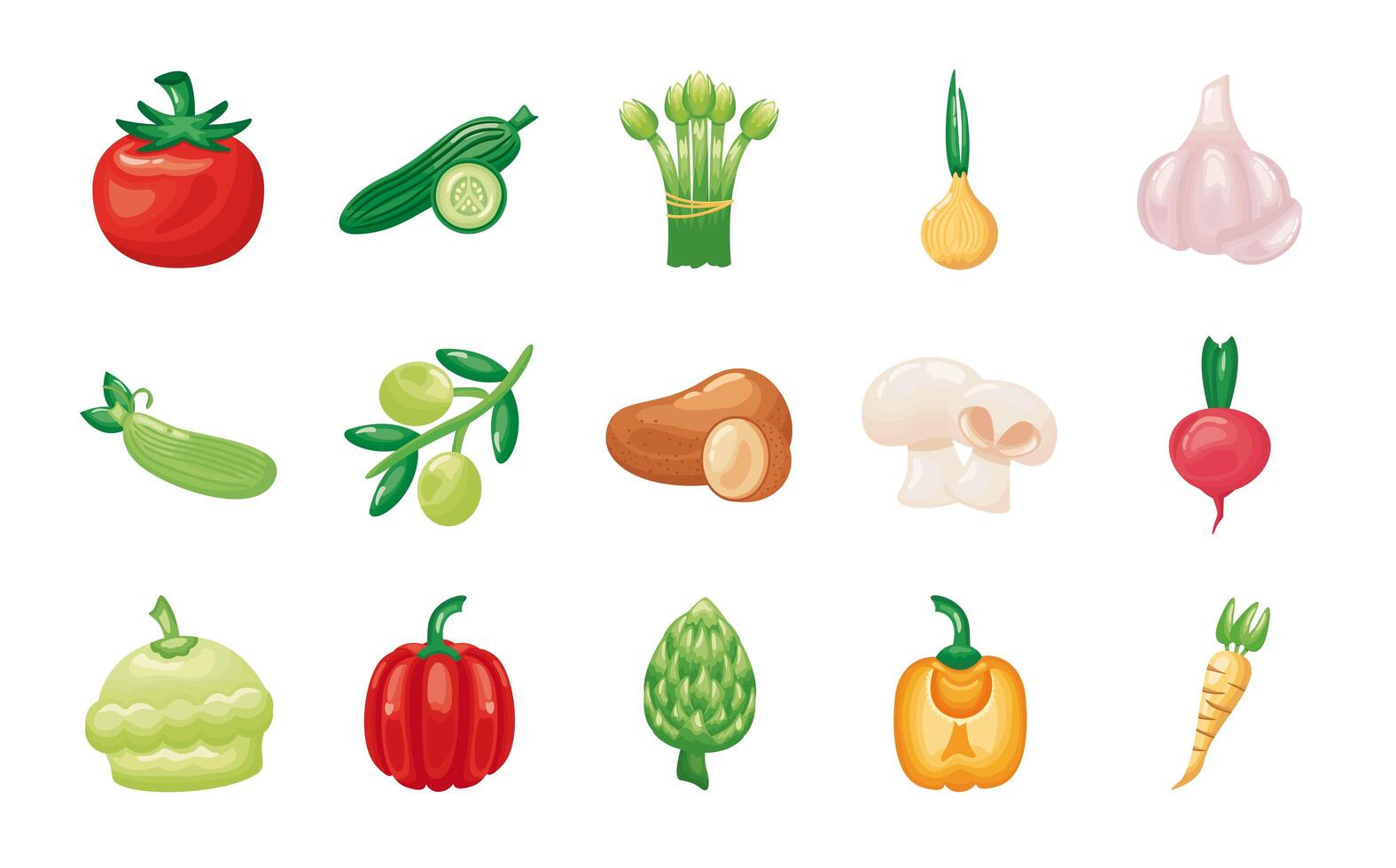 bundle of vegetables set icons 2474569 Vector Art at Vecteezy