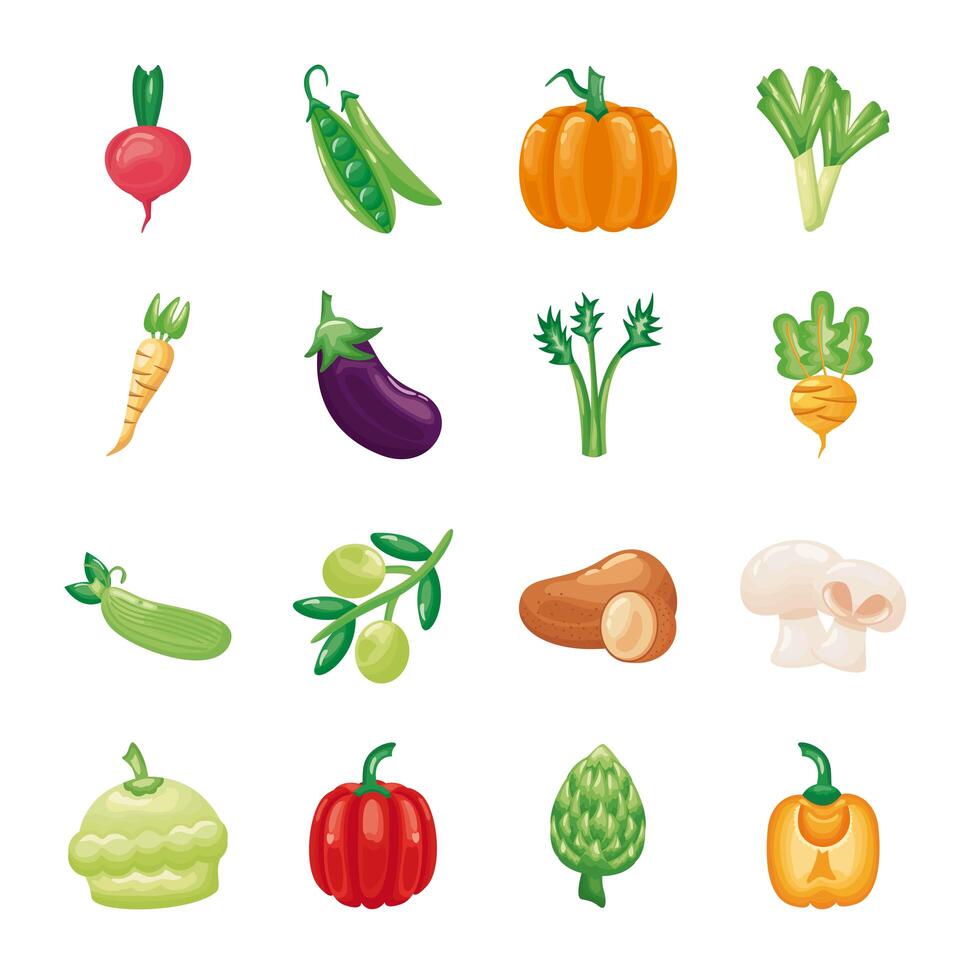 bundle of vegetables set icons 2474576 Vector Art at Vecteezy
