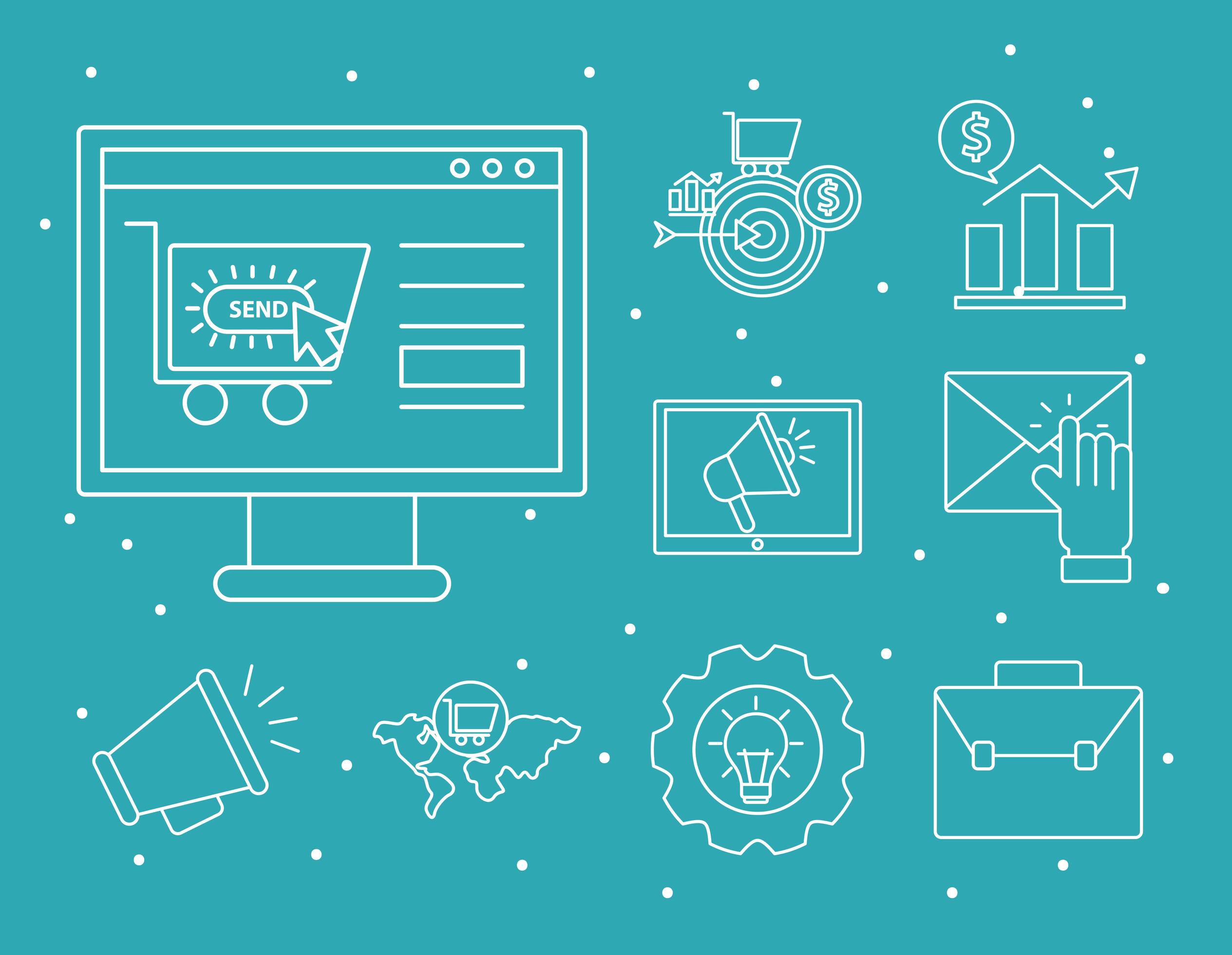 Digital marketing line style icon collection vector design 2475042 ...