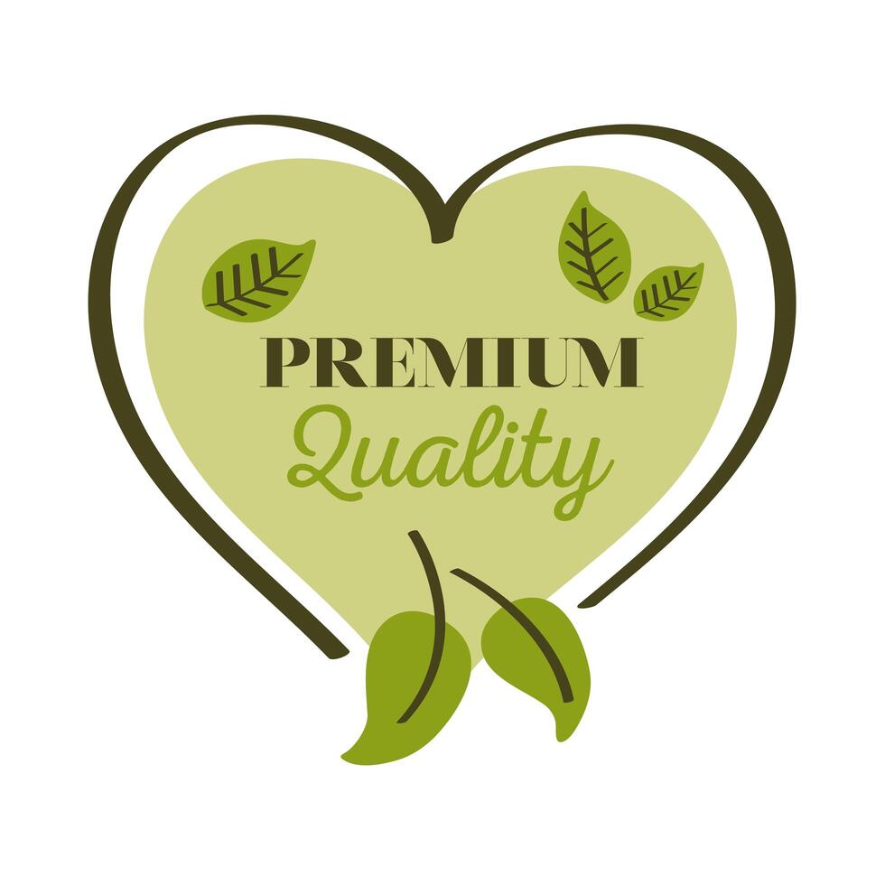 premium quality food label with heart and leaves white background ... premium quality food label with heart and leaves white background ...