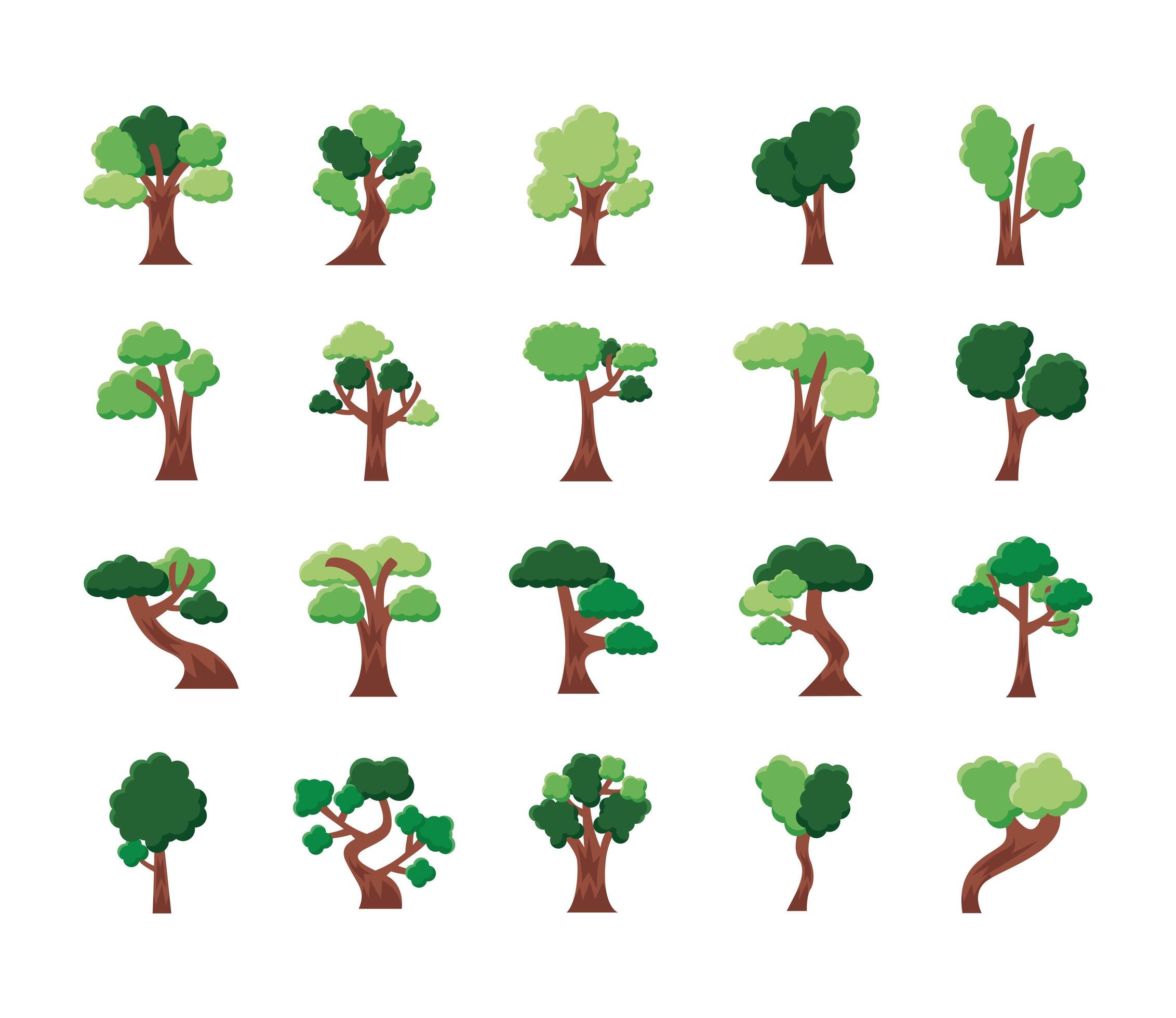 bundle of twenty trees set collection icons 2475496 Vector Art at Vecteezy