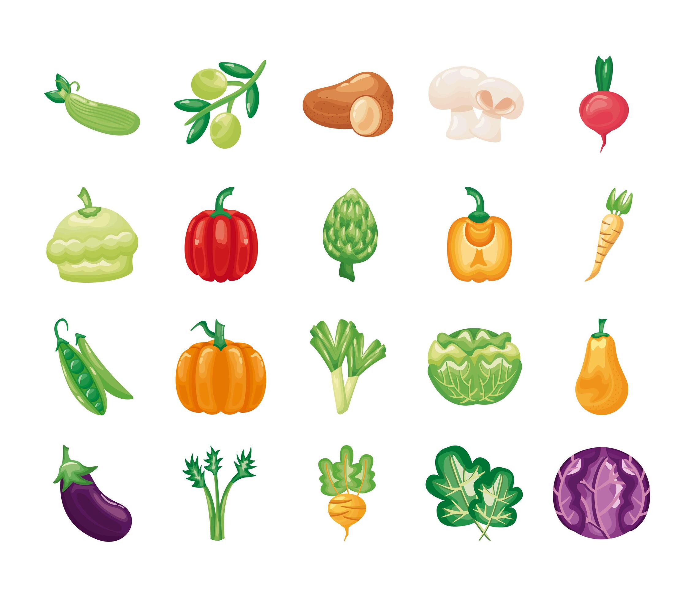 bundle of vegetables set icons 2475723 Vector Art at Vecteezy