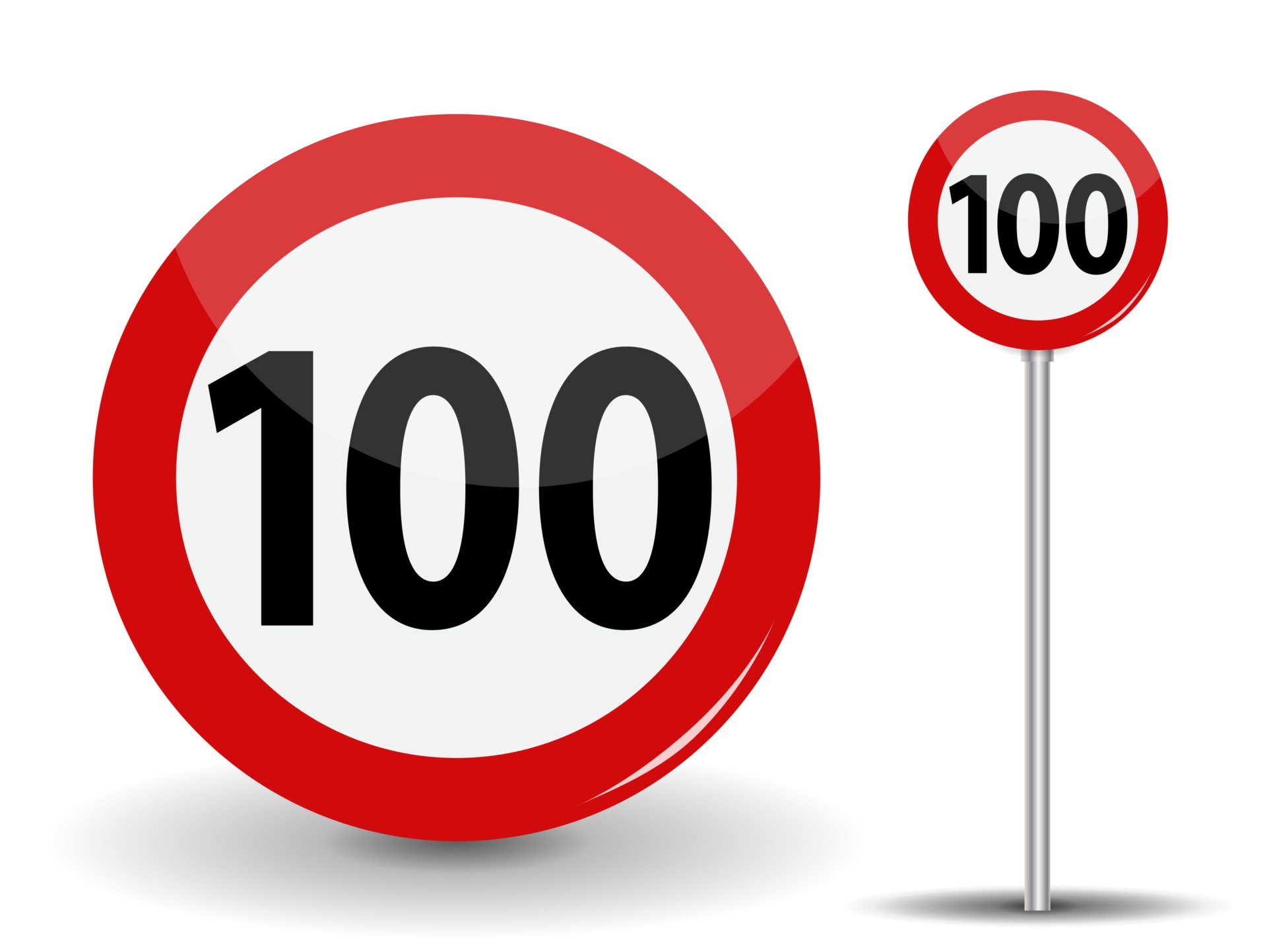 Round Red Road Sign Speed Limit 100 Kilometers Per Hour 2478618 Vector