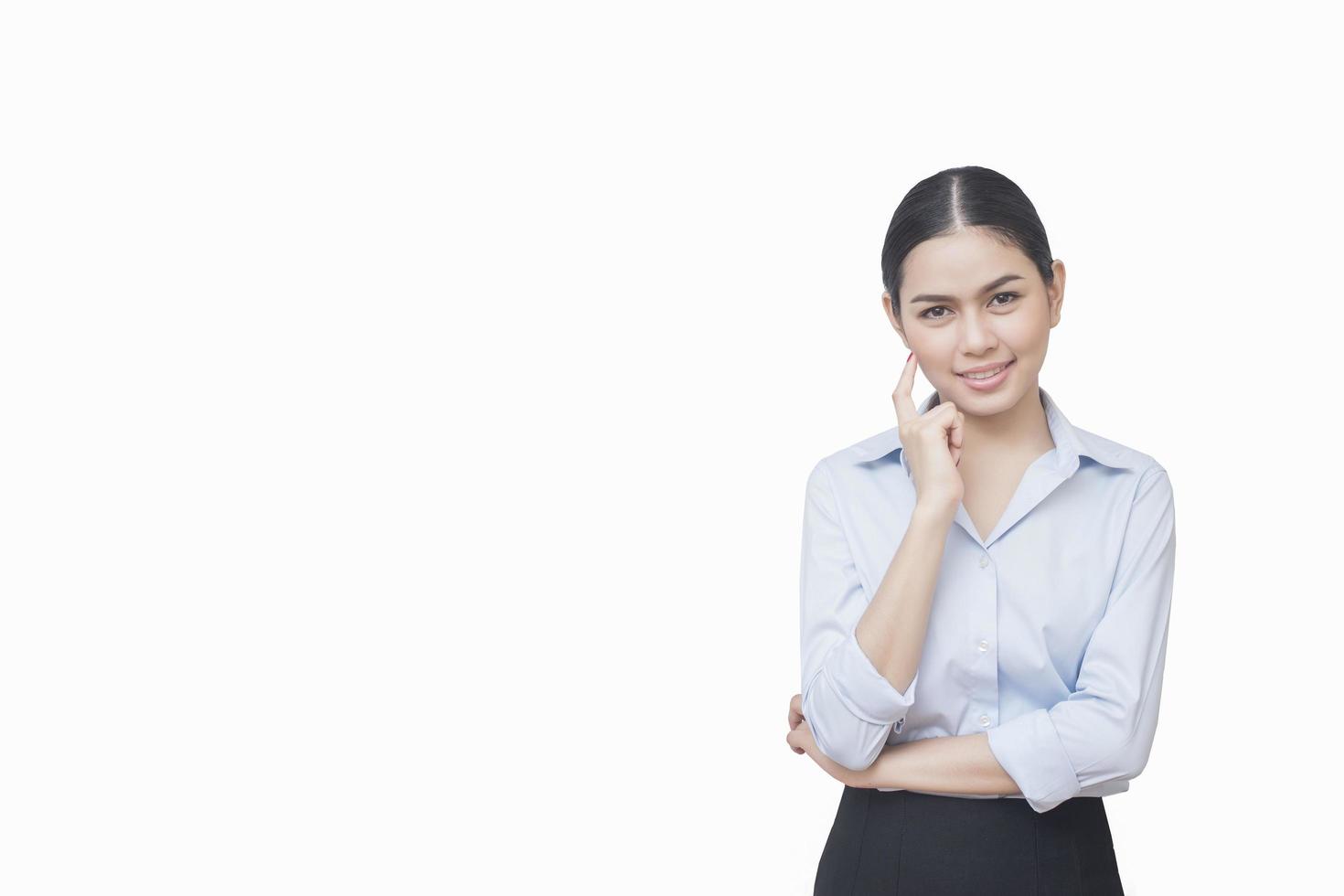 business woman thinking isolated on white background asian beauty ...