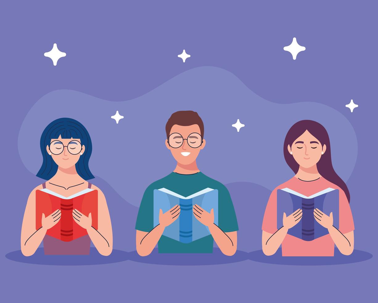 Grupo De Personas Leyendo Libros De Texto Personajes 2490824 Vector En Vecteezy