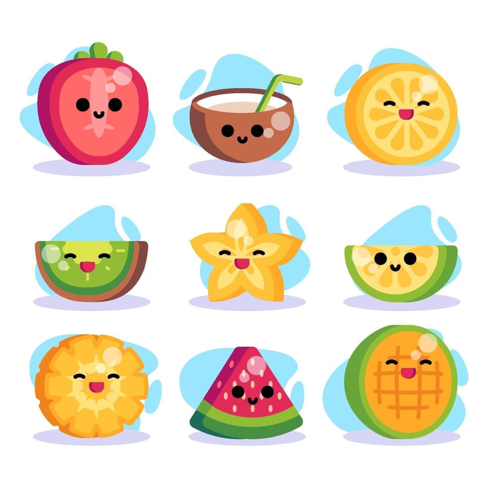 Summer Fruits Sticker Collections 2491924 Vector Art At Vecteezy