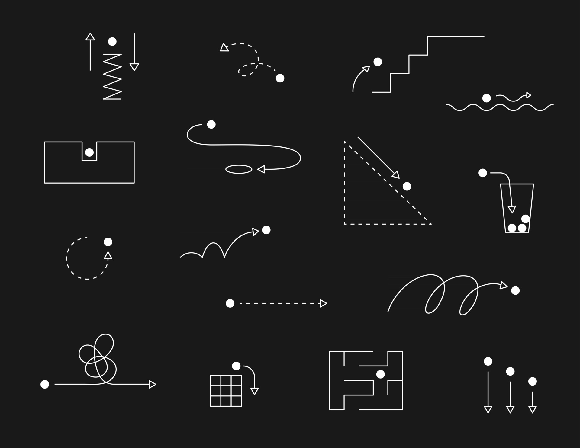 Simple lines expressing the physical movement of the small ball's ...